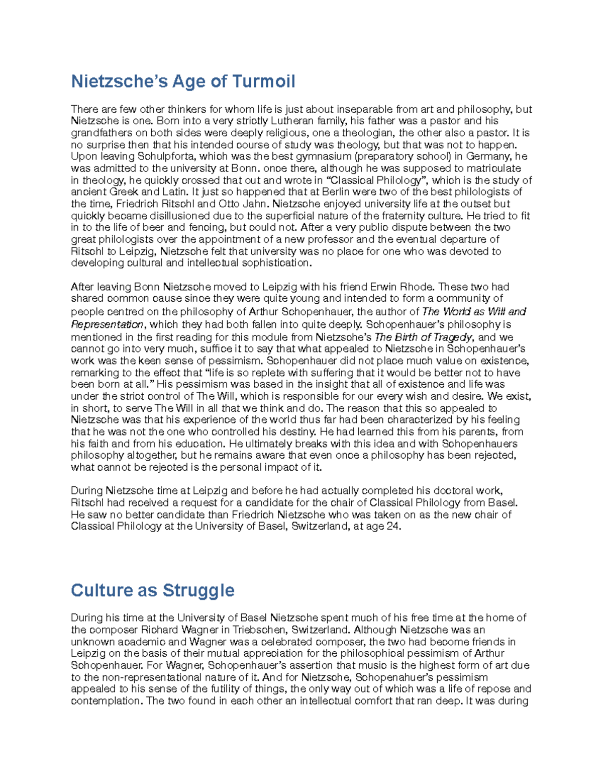 Notes on Nietzsche - Nietzsche’s Age of Turmoil There are few other ...