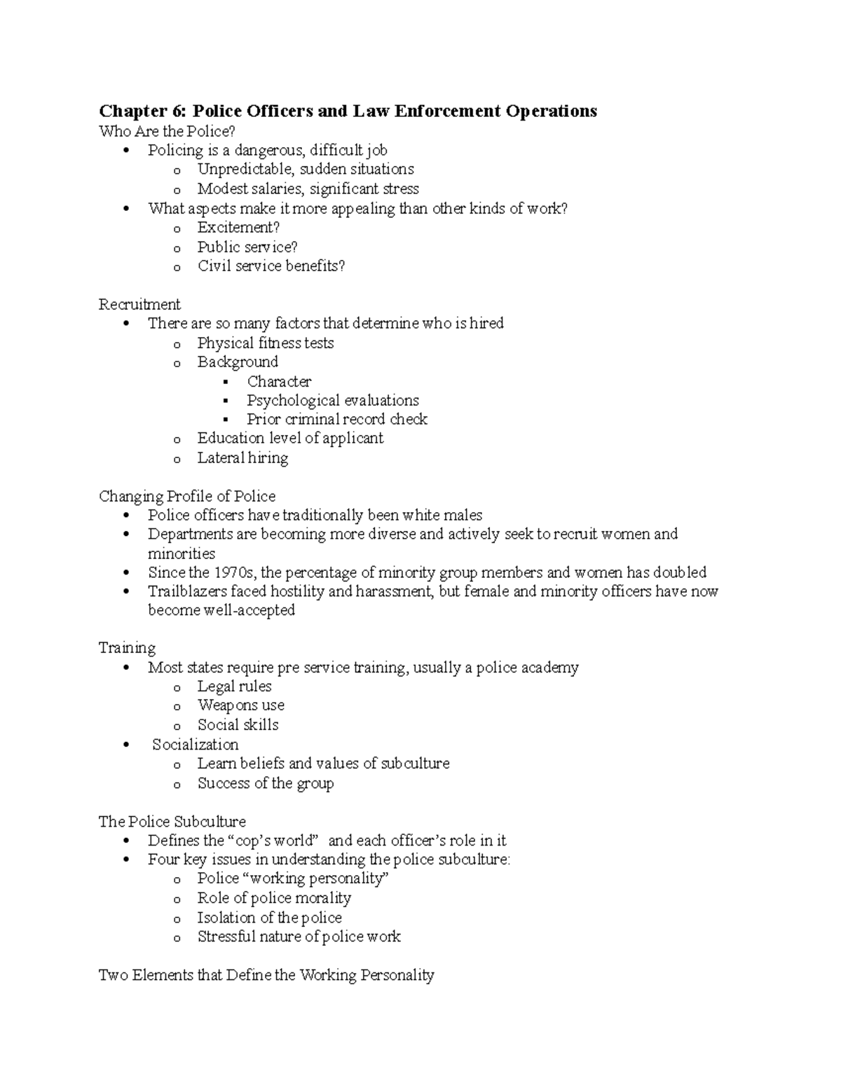 Chapter 6- Police Officers and Law Enforcement Operations - them” Must ...