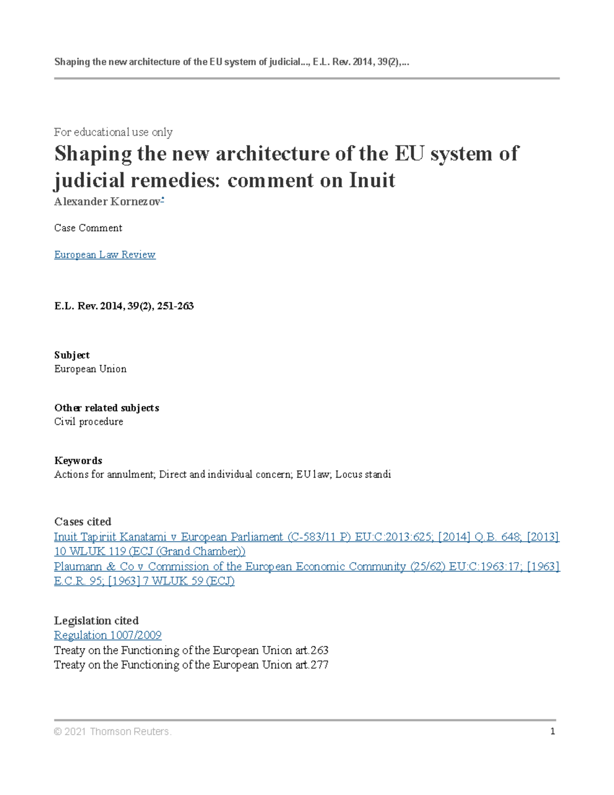 READ 1 - Shaping the new architecture of the EU system of judicial ...