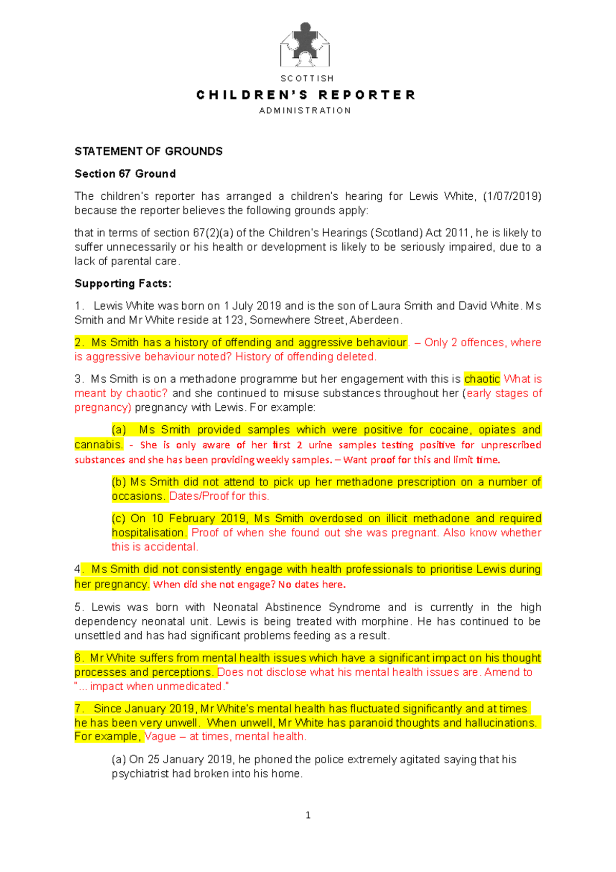 Statement OF Grounds Icase Study - STATEMENT OF GROUNDS Section 67 ...