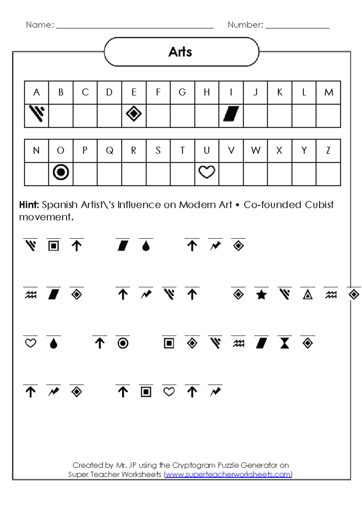 Cryptogram - activity game - Name ...