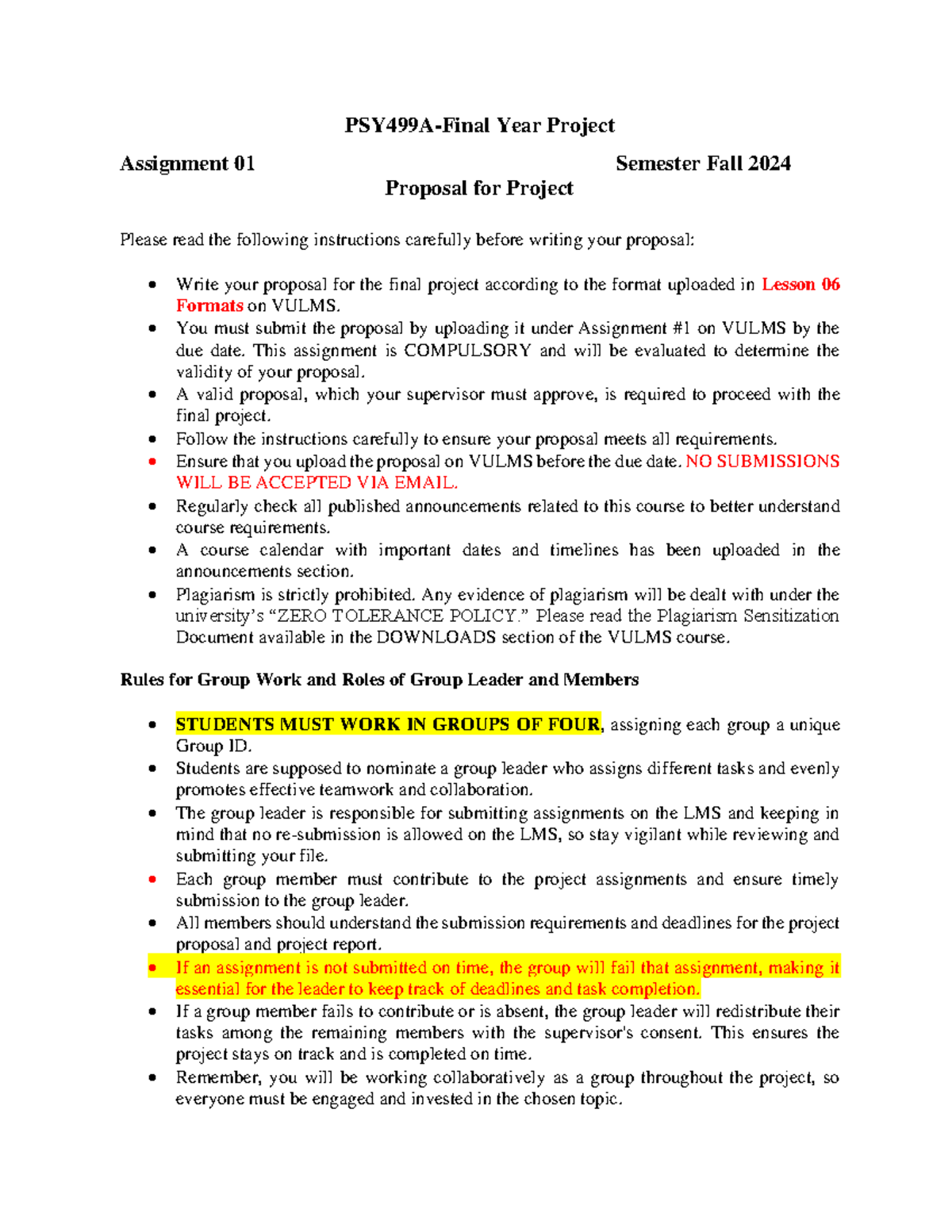 Fall 2024 PSY499A 10238 1 - PSY499A-Final Year Project Assignment 01 ...