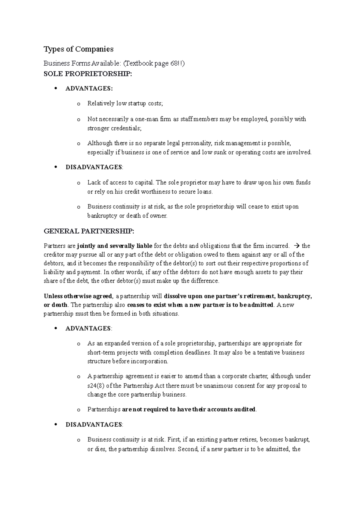 Incorporation and Personality Paragraphs - Types of Companies Business ...