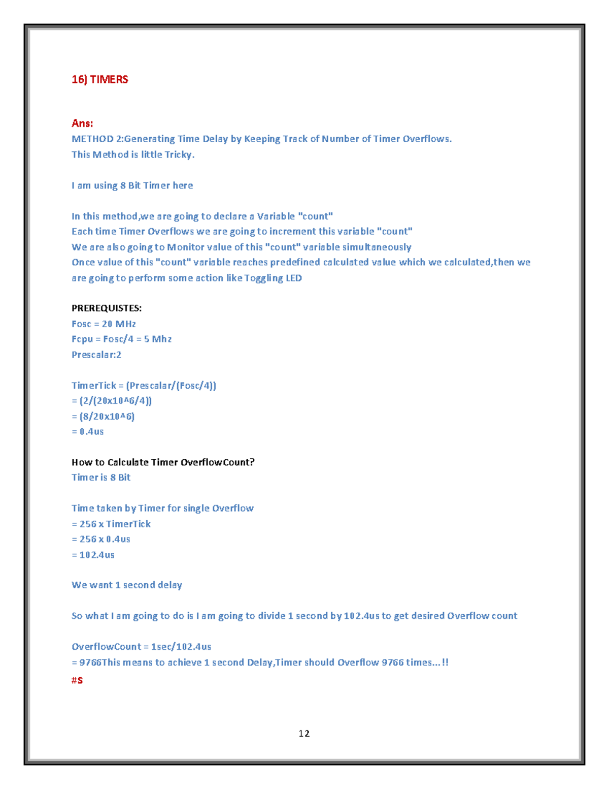 Embedded c-12-15 - 16) TIMERS Ans: METHOD 2:Generating Time Delay by Keeping Track of Number of ...
