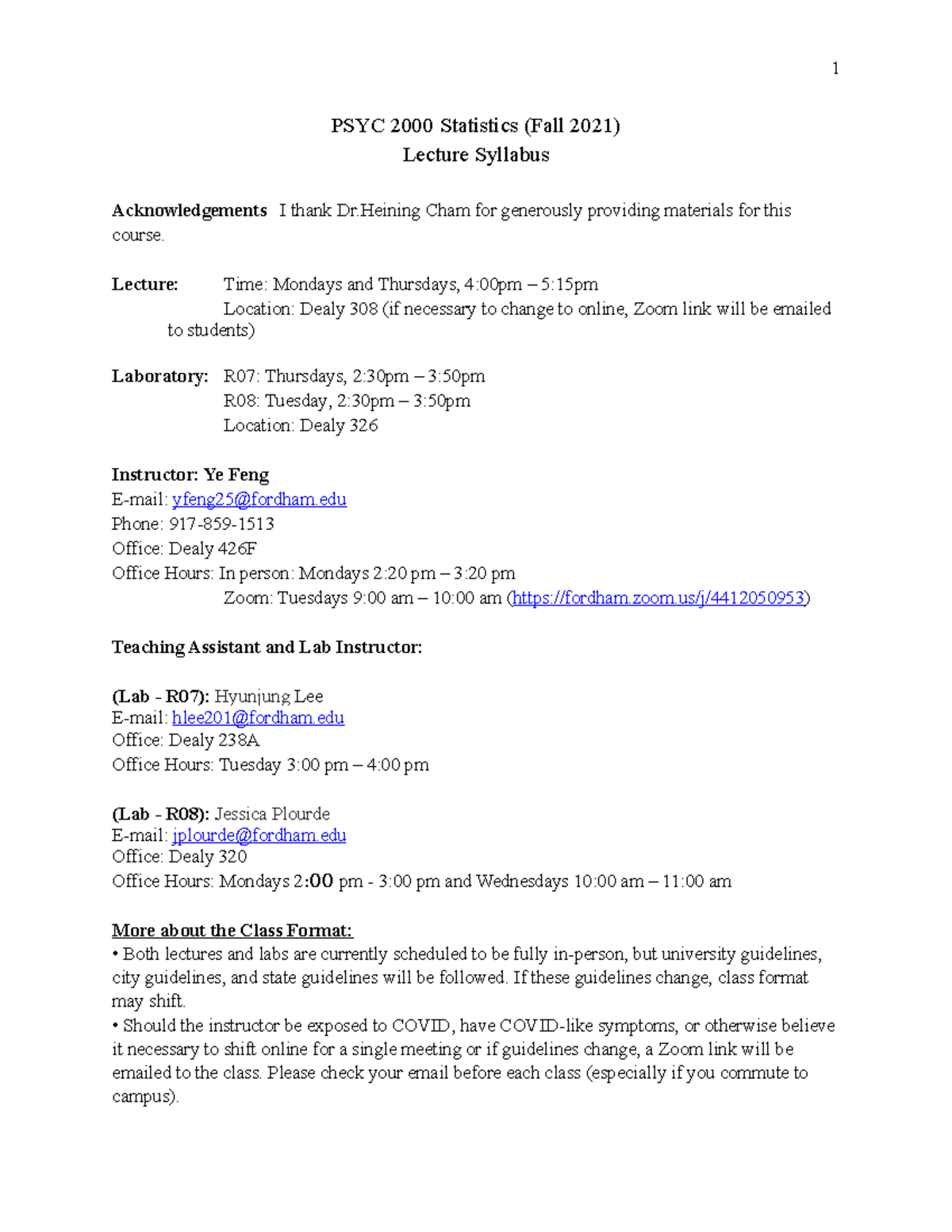 Stats Lecture Syllabus - PSYC 2000 Statistics (Fall 2021) Lecture ...