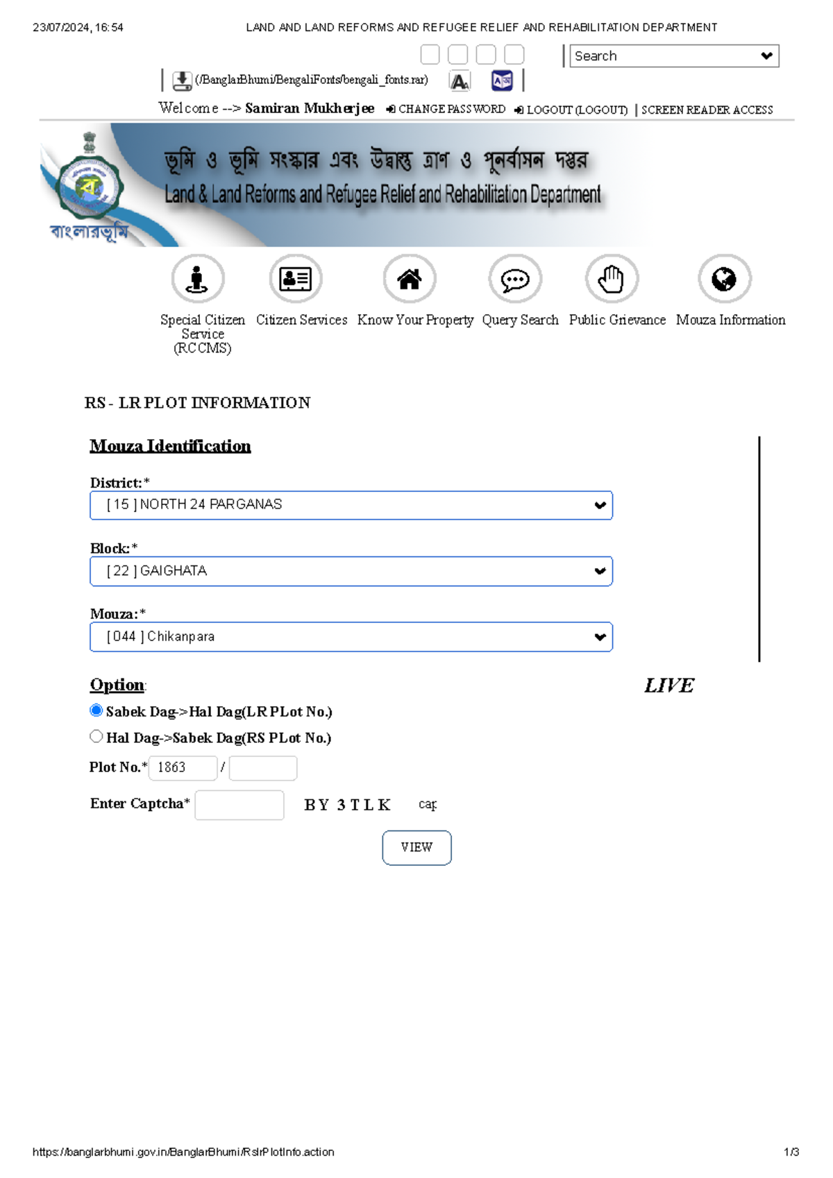 RS-LR Information 1863 - RS - LR PLOT INFORMATION Search (/BanglarBhumi/BengaliFonts/bengali ...