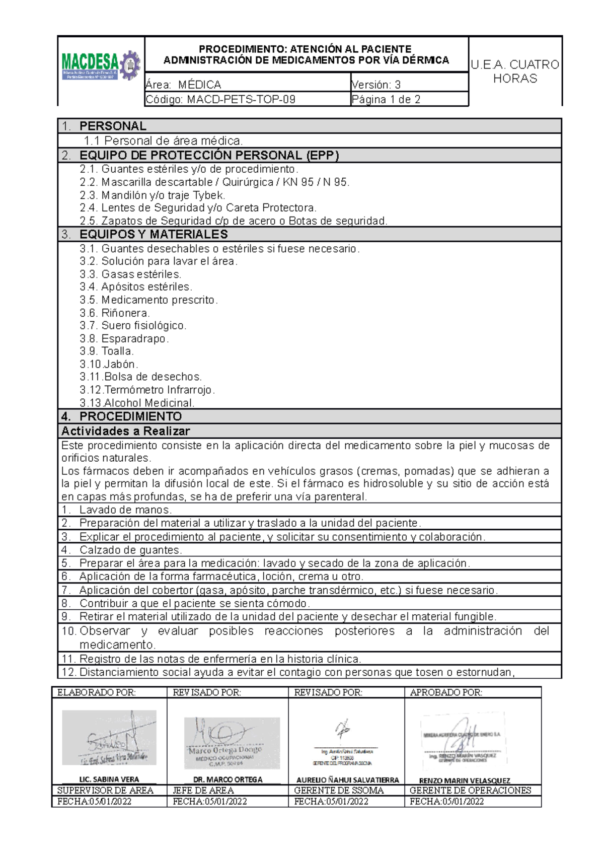PETS 009 Administración Medicamento POR VIA Dermica - PROCEDIMIENTO ...