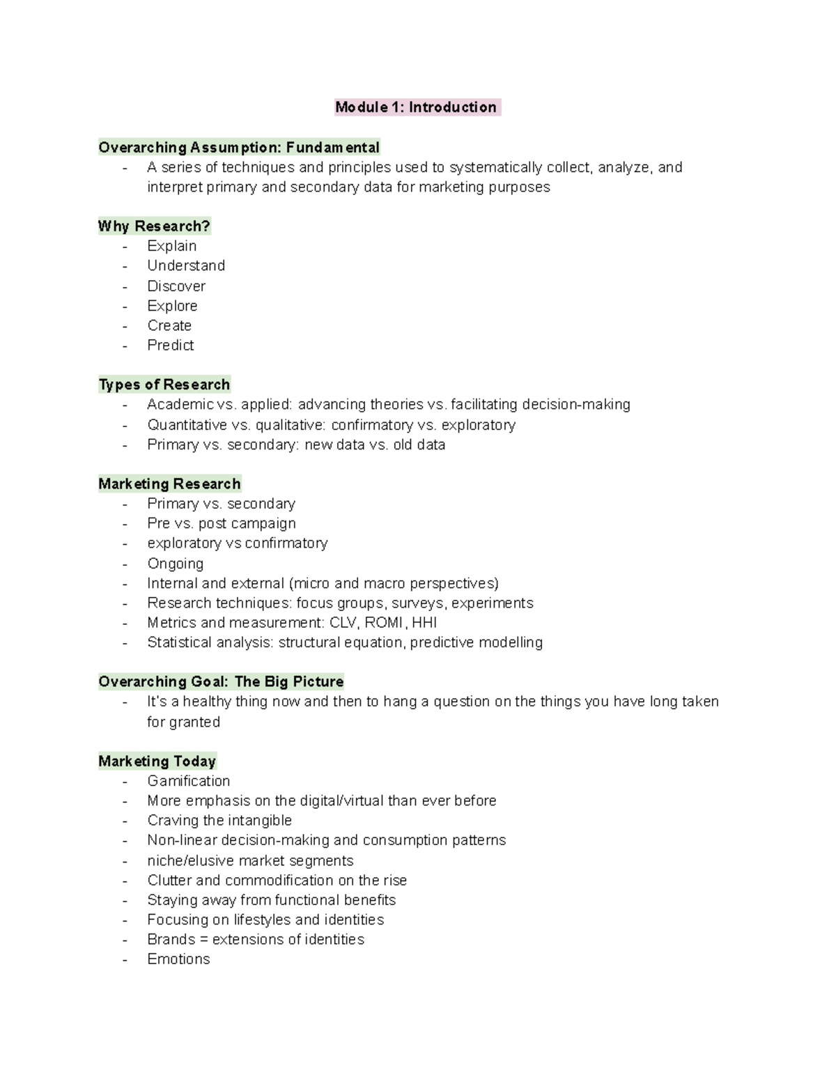 MKT600 - Class Slides - Module 1: Introduction Overarching Assumption ...