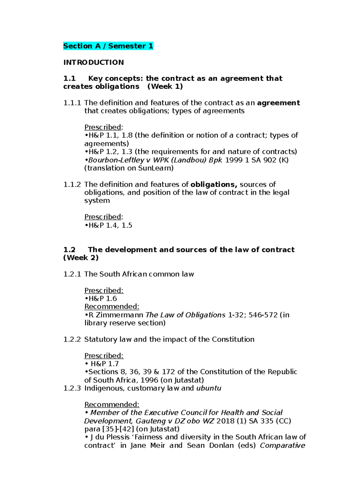 Contracts Framework - Sets out the prescribed material for the year ...
