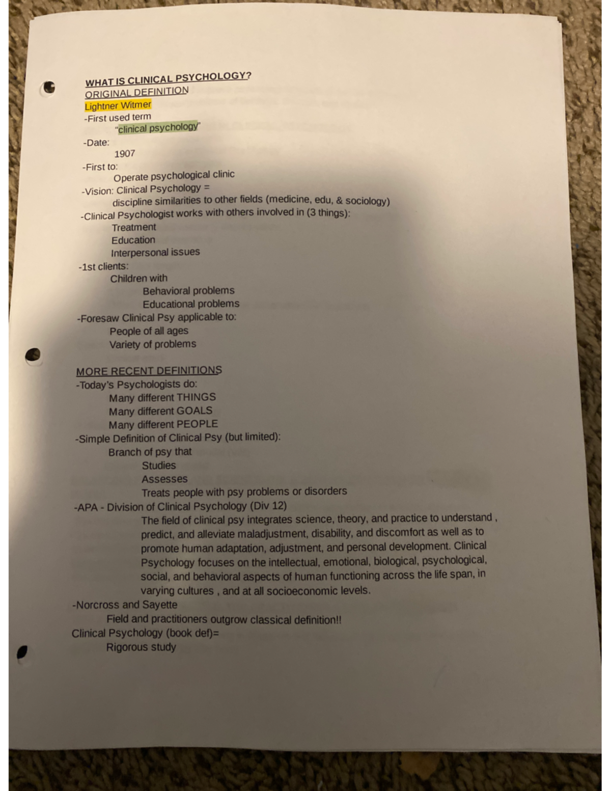 Clinical psychology chapter 1 typed notes - PSYC 2020 - Studocu