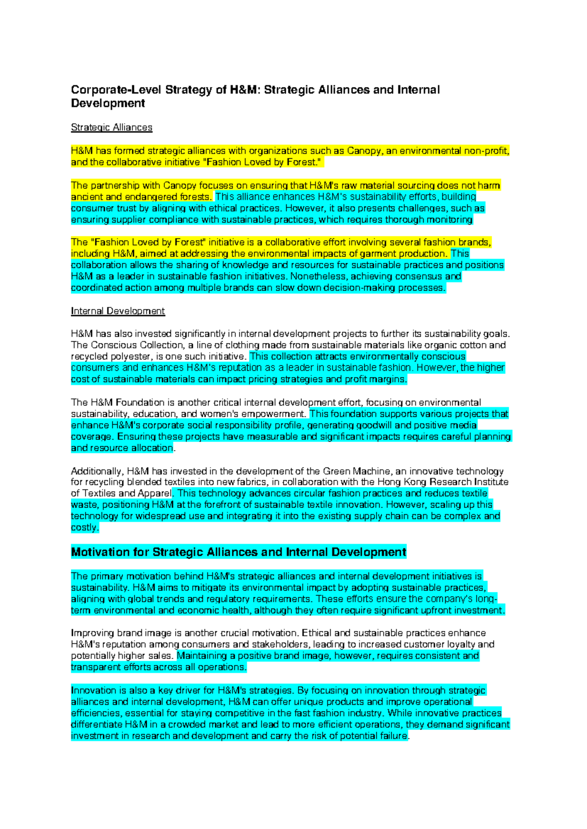 MAF 661 skript - H&M CASE STUDY - Corporate-Level Strategy of H&M ...
