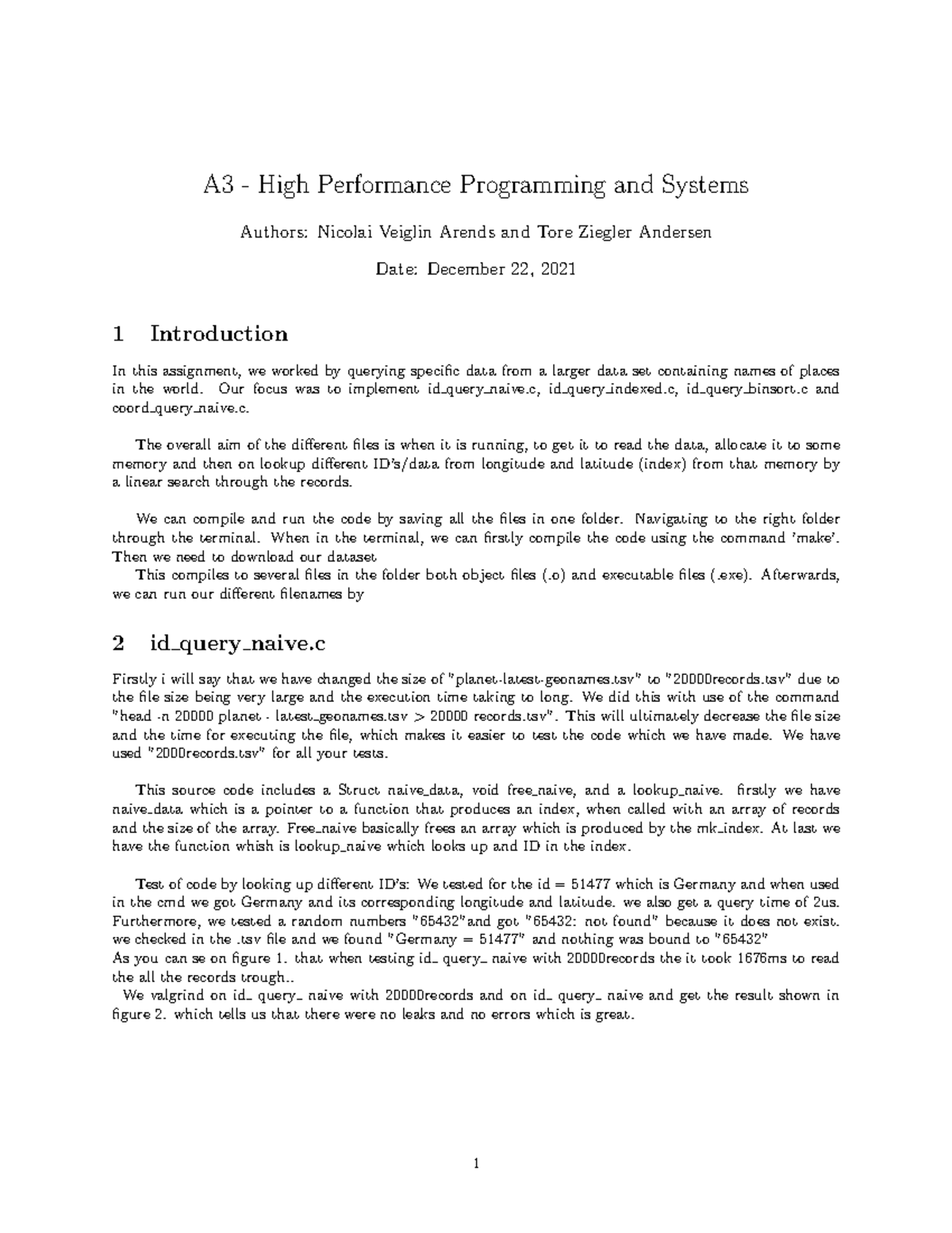 High Performance Programmering Og Systemer A3 A3 High Performance Programming And Systems 0550