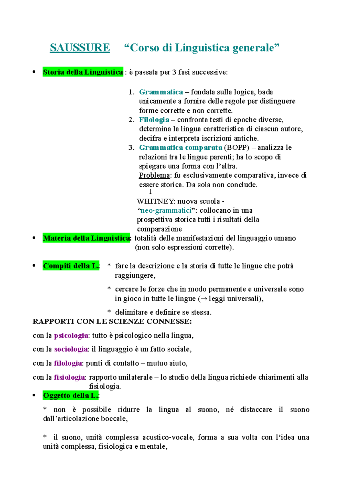 Schema saussure corso di lingustica generale - Course in General ...