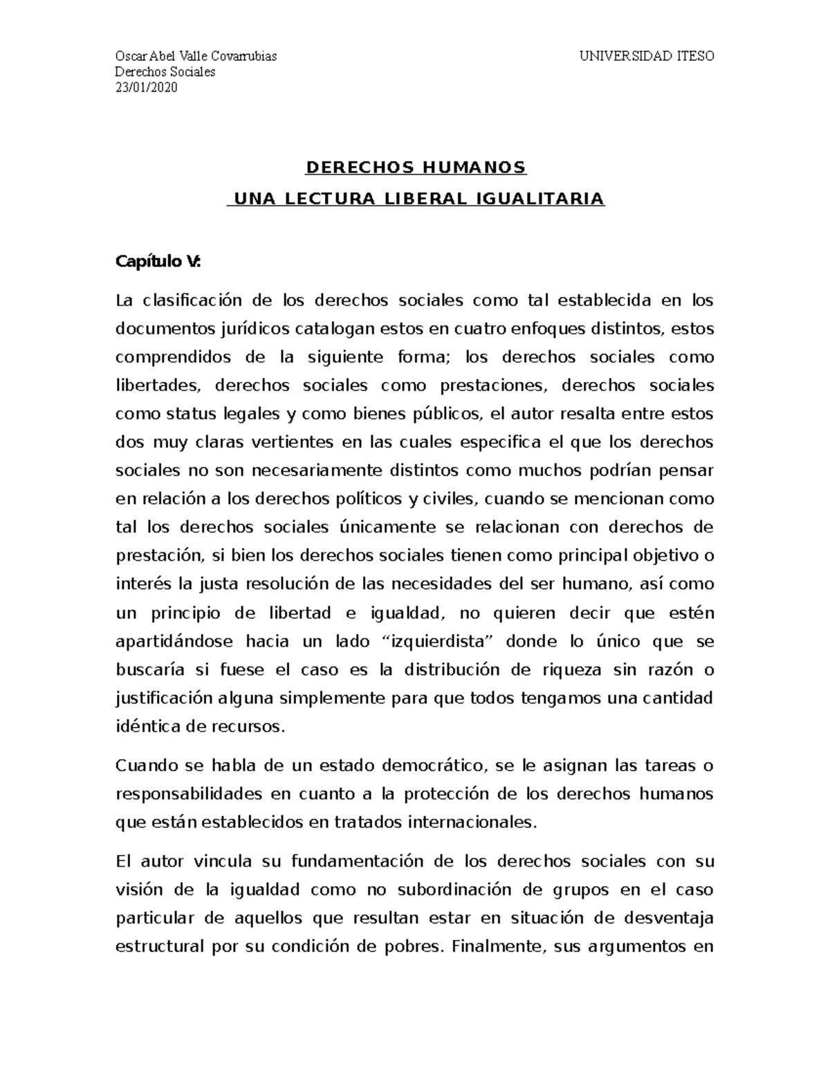Derechos Humanos 23 - Oscar Abel Valle Covarrubias UNIVERSIDAD ITESO ...
