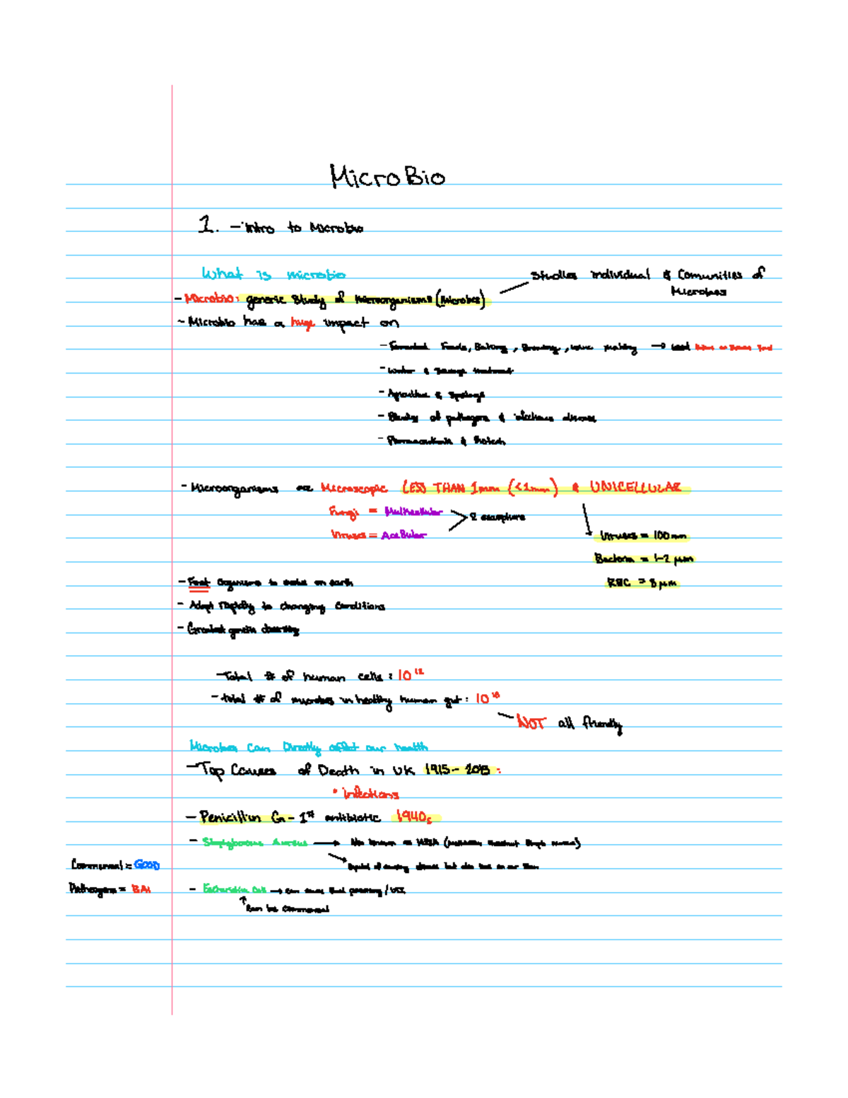 Note Feb 25, 2023 - Summary biology - Micro Bio 1 intro to Microbio ...