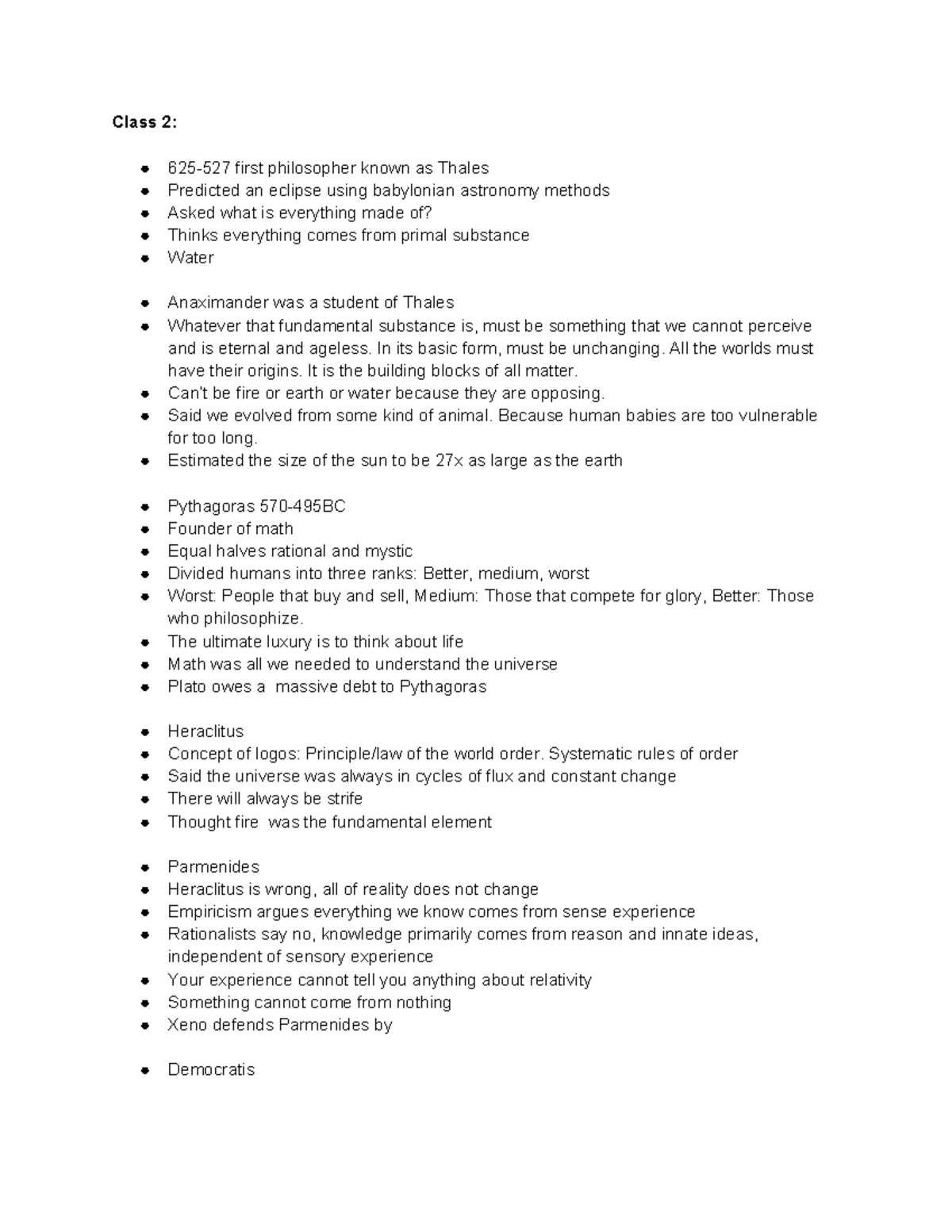 PHI1104 - N/A - Class 2: 625-527 first philosopher known as Thales ...