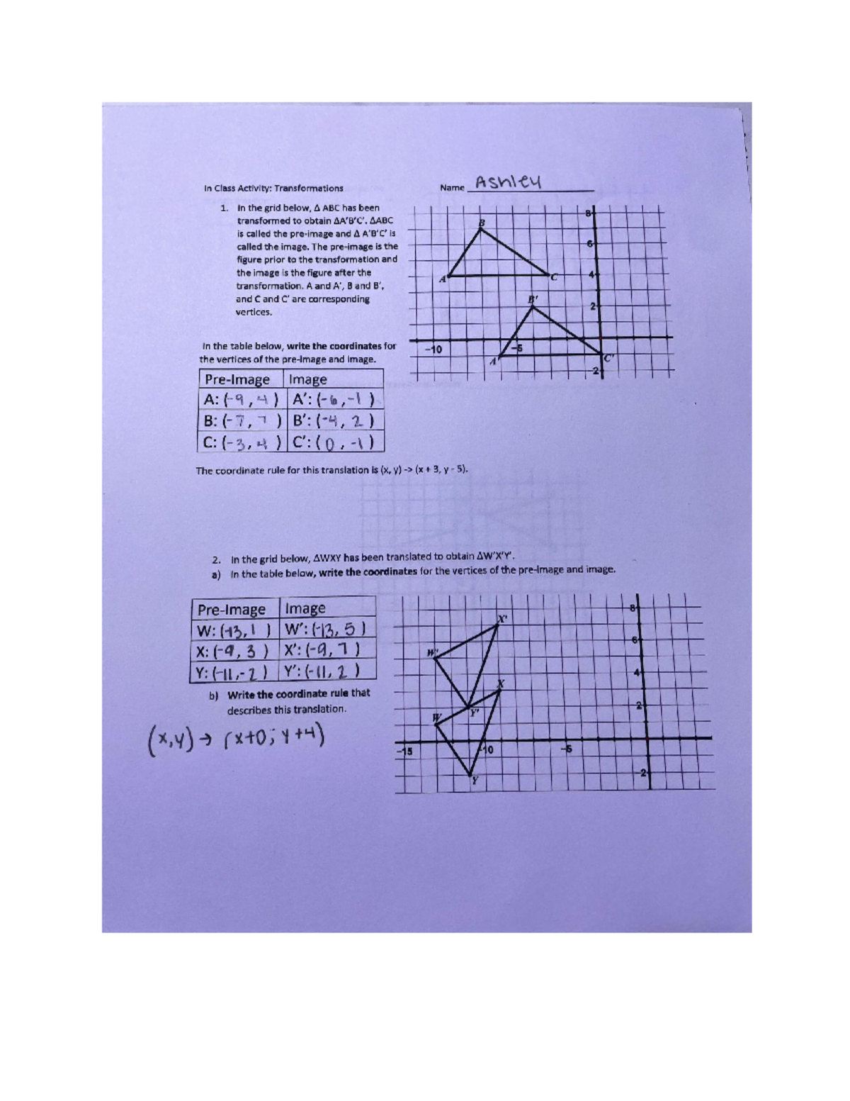 In-class activity Transformations - MTH 131 - Studocu