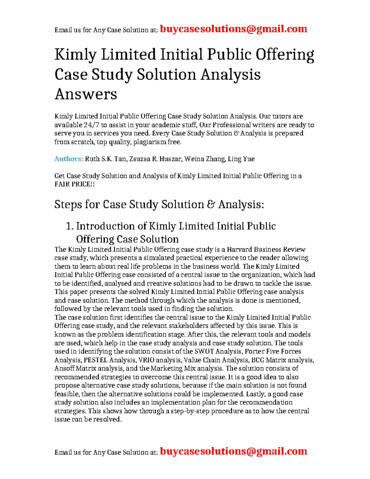 Case Solution Kimly Limited Initial Public Offering - Kimly Limited Initial Public Offering Case ...