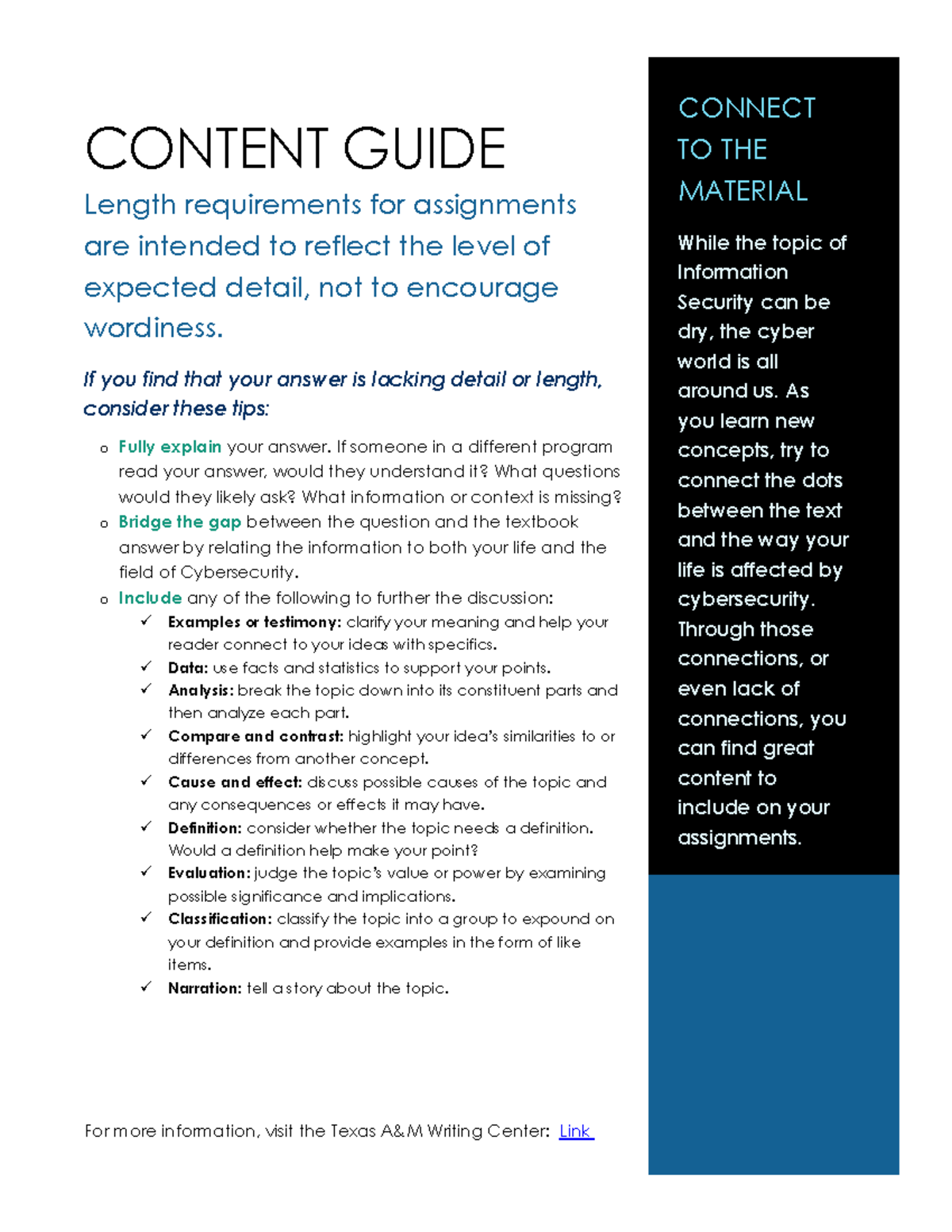 Content Guide - CONTENT GUIDE Length requirements for assignments are ...