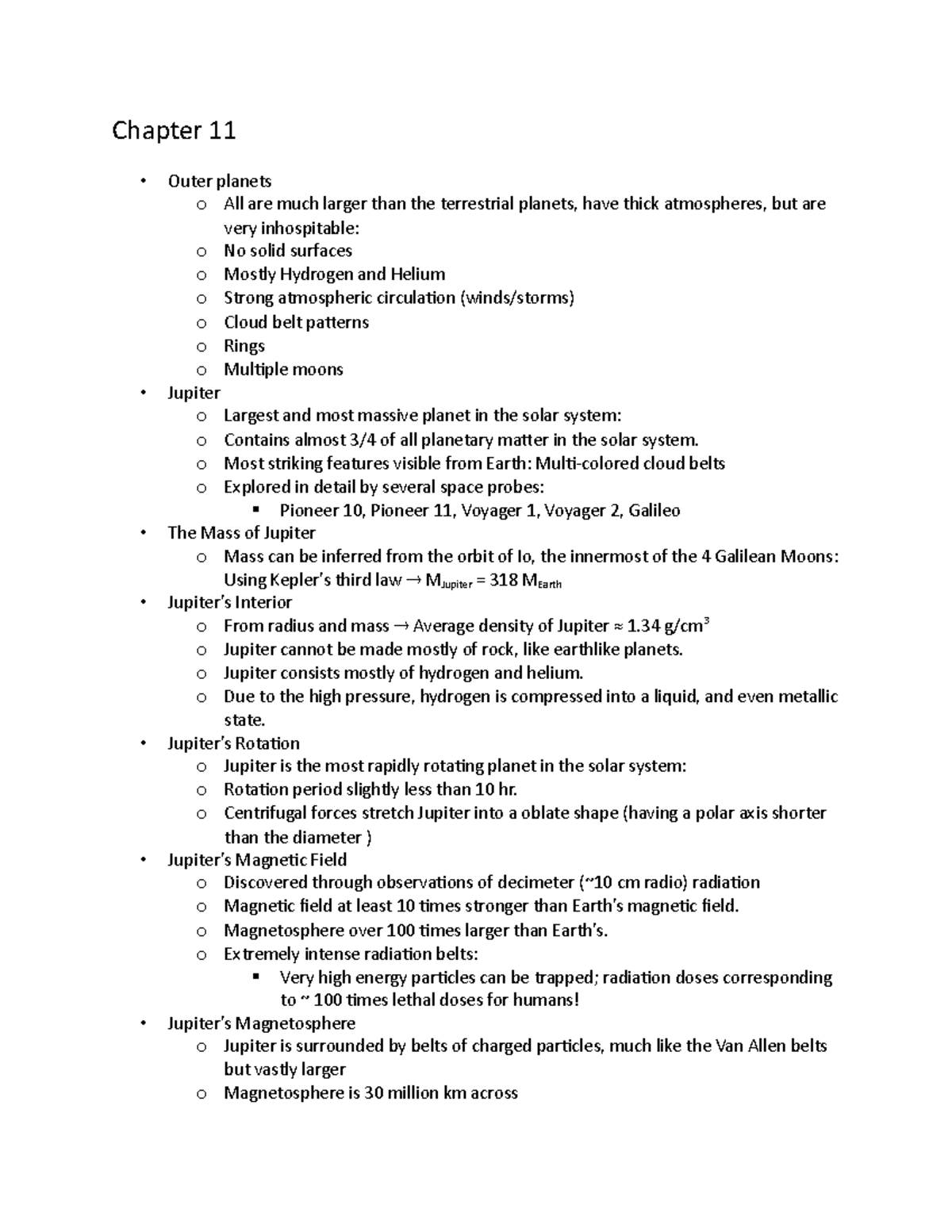 Chapter 11 - Lecture notes 11 - Chapter 11 Outer planets o All are much ...