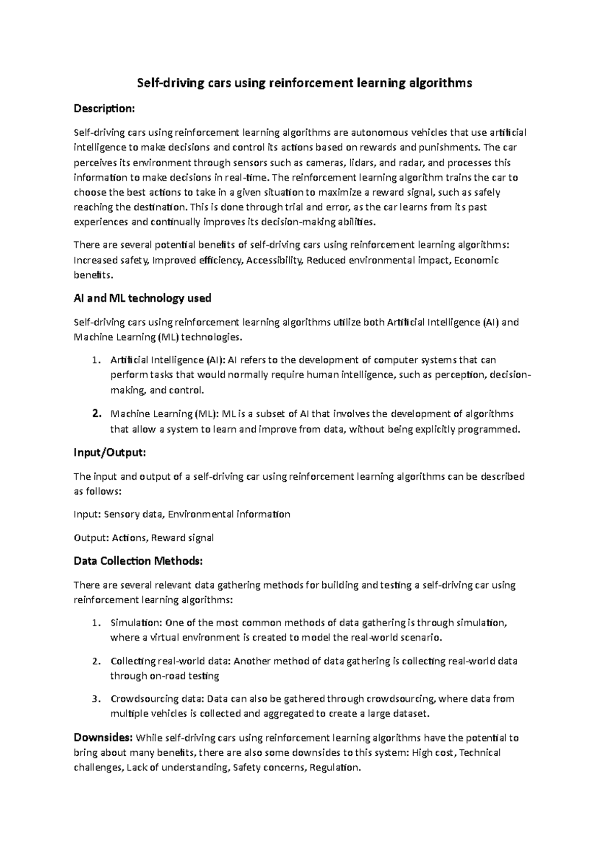 Self-driving car week 11 - Self-driving cars using reinforcement ...