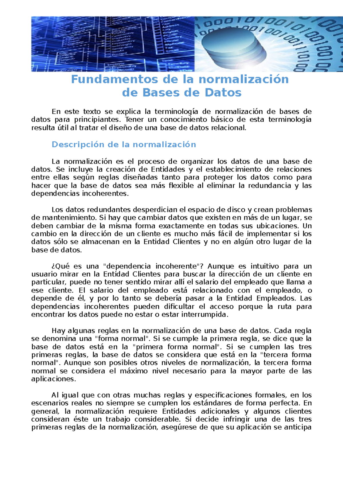 Fundamentos de la normalización de bases de datos - Fundamentos de la normalización de Bases de ...