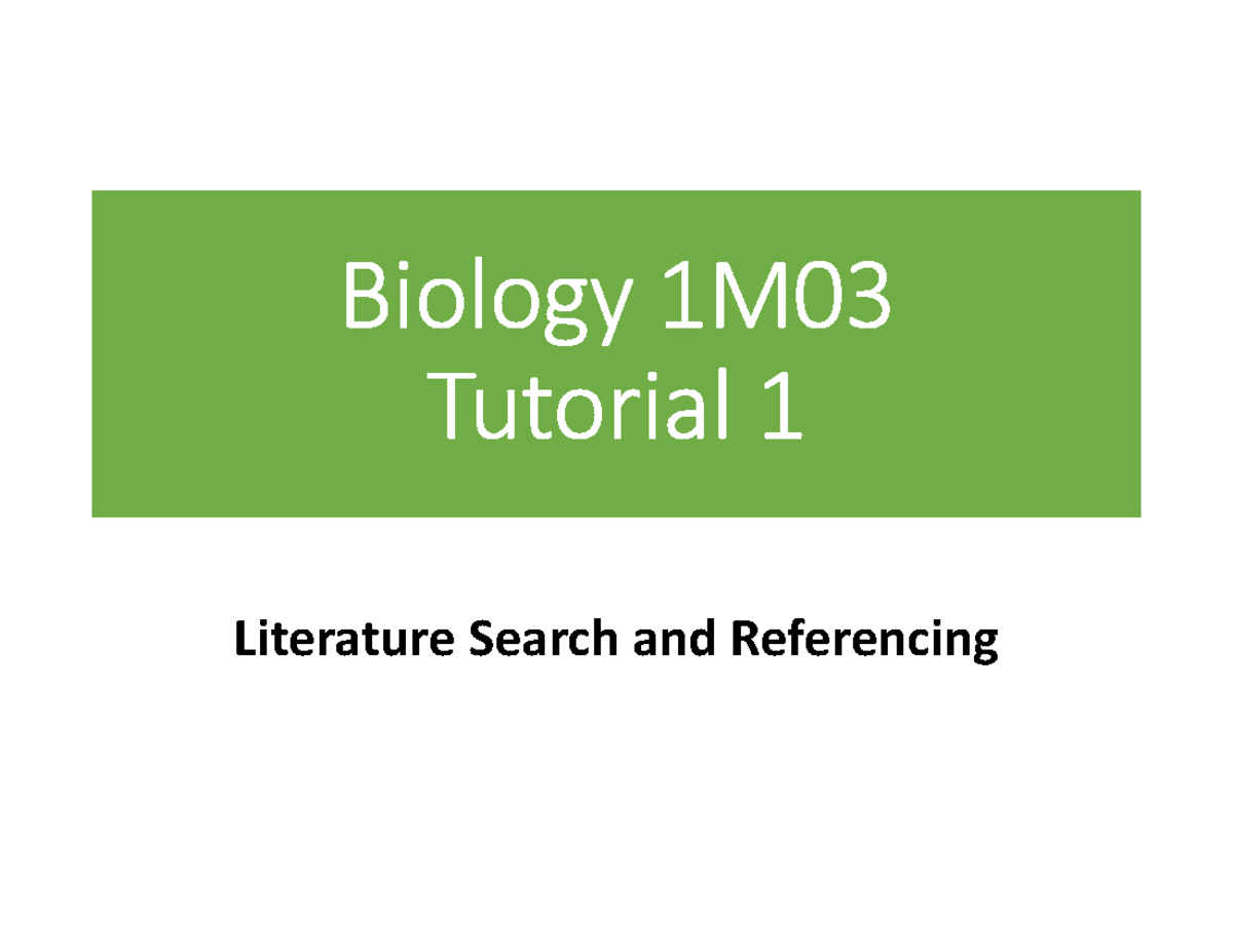 Tutorial 1 TA Presentation F24 Draft (Alex09052024) - Biology 1M ...