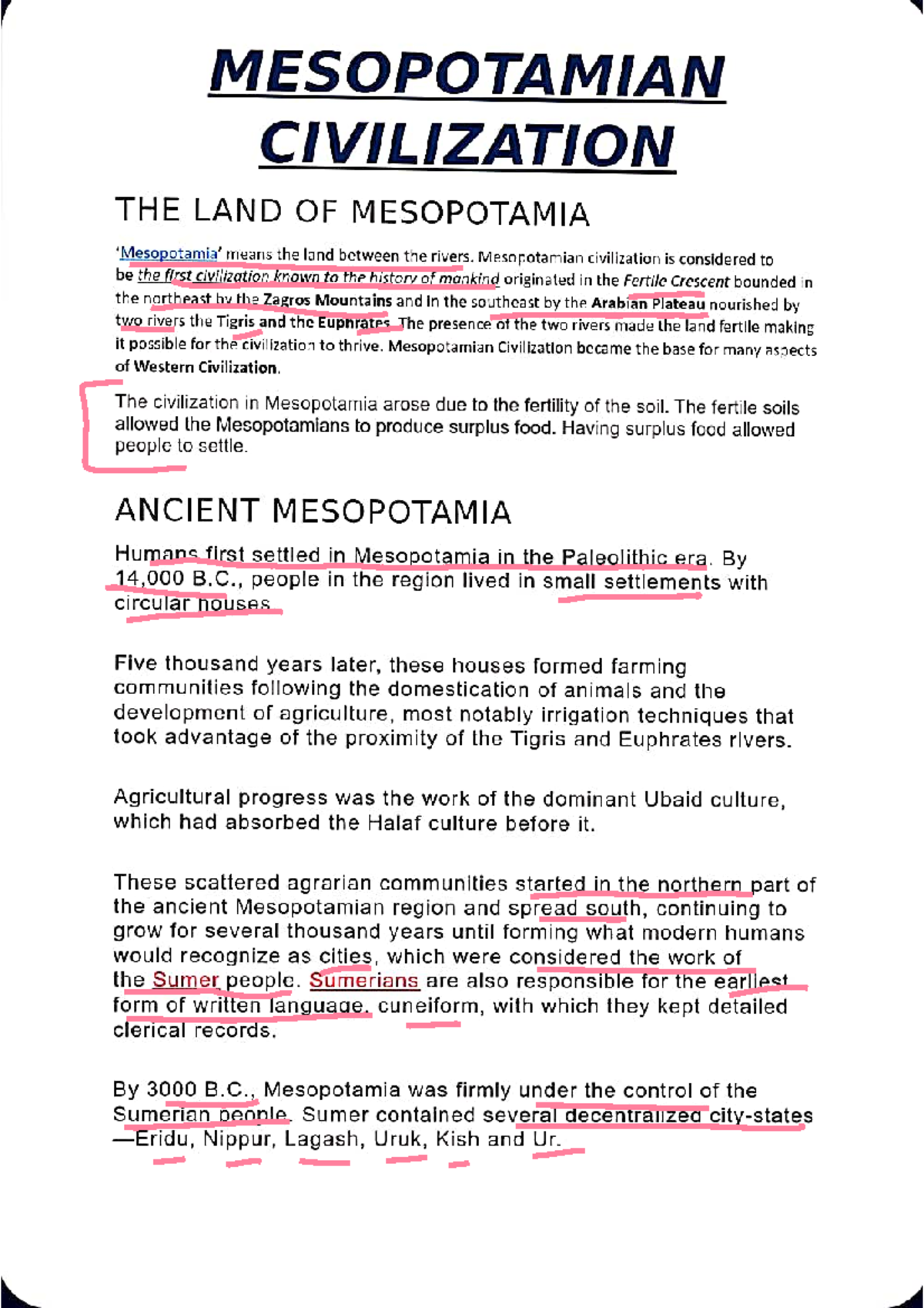 Mesopotamian civilization - Ba Honours History - Studocu
