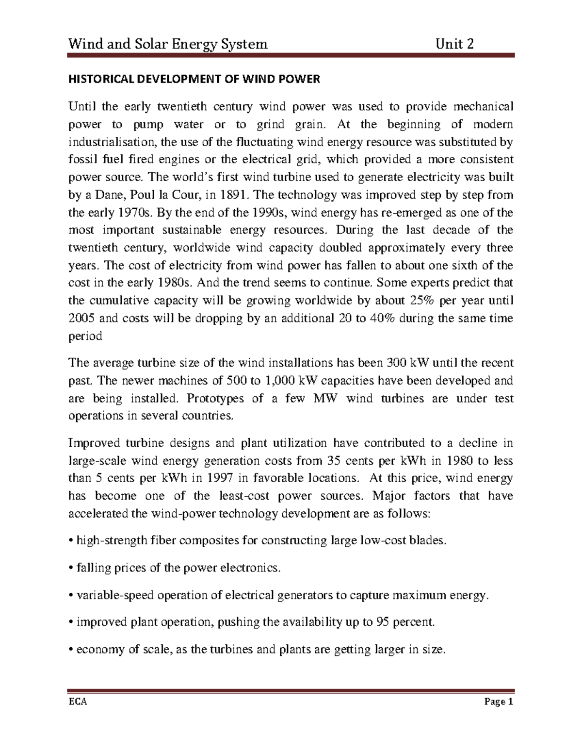 WIND - this is wind chapter notes - HISTORICAL DEVELOPMENT OF WIND ...
