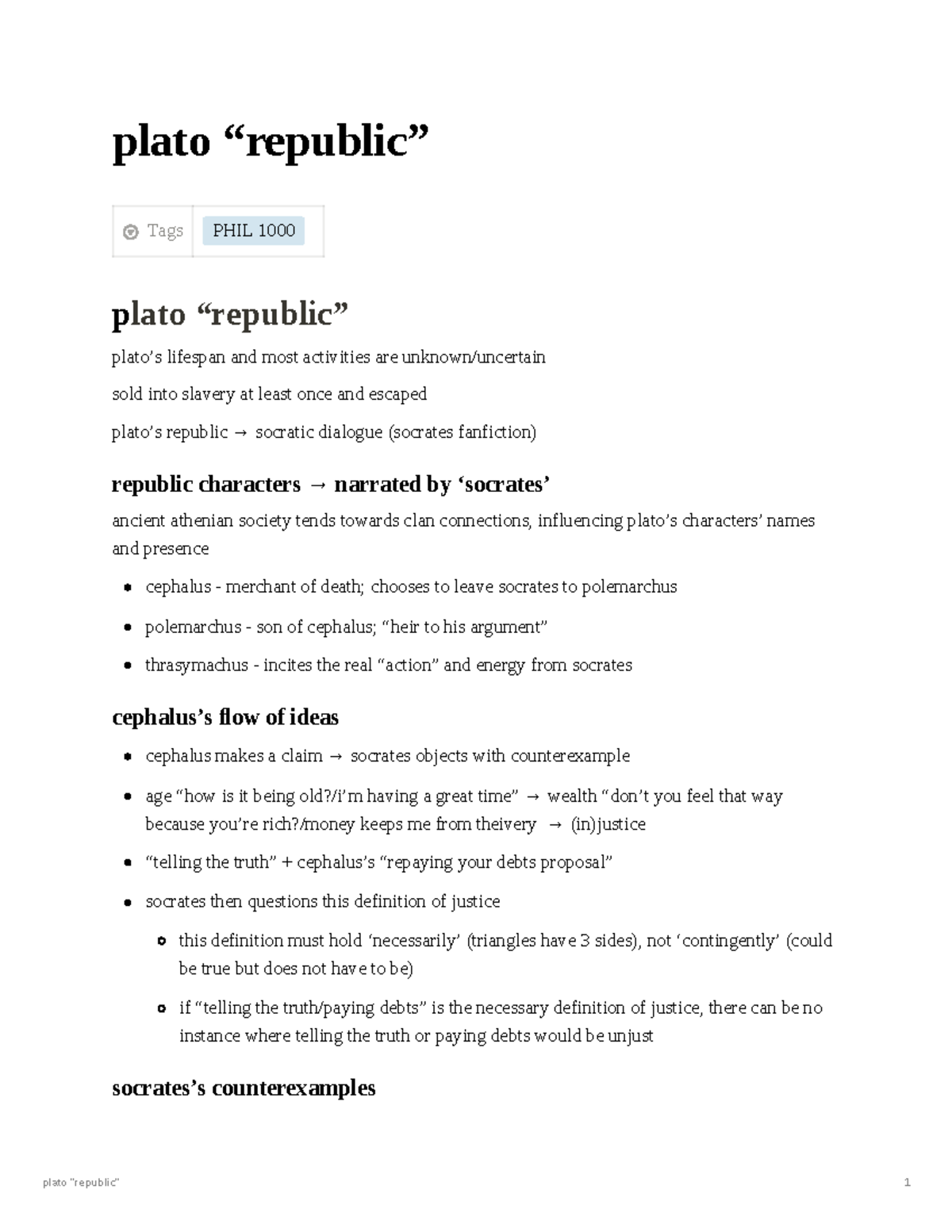 Phil1000 Midterm Notes - plato “republic” Tags PHIL 1000 plato ...