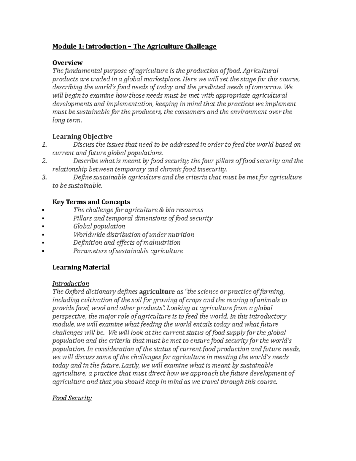 Module 1 - Lecture notes 1 - Animal Agriculture and Food Science ...