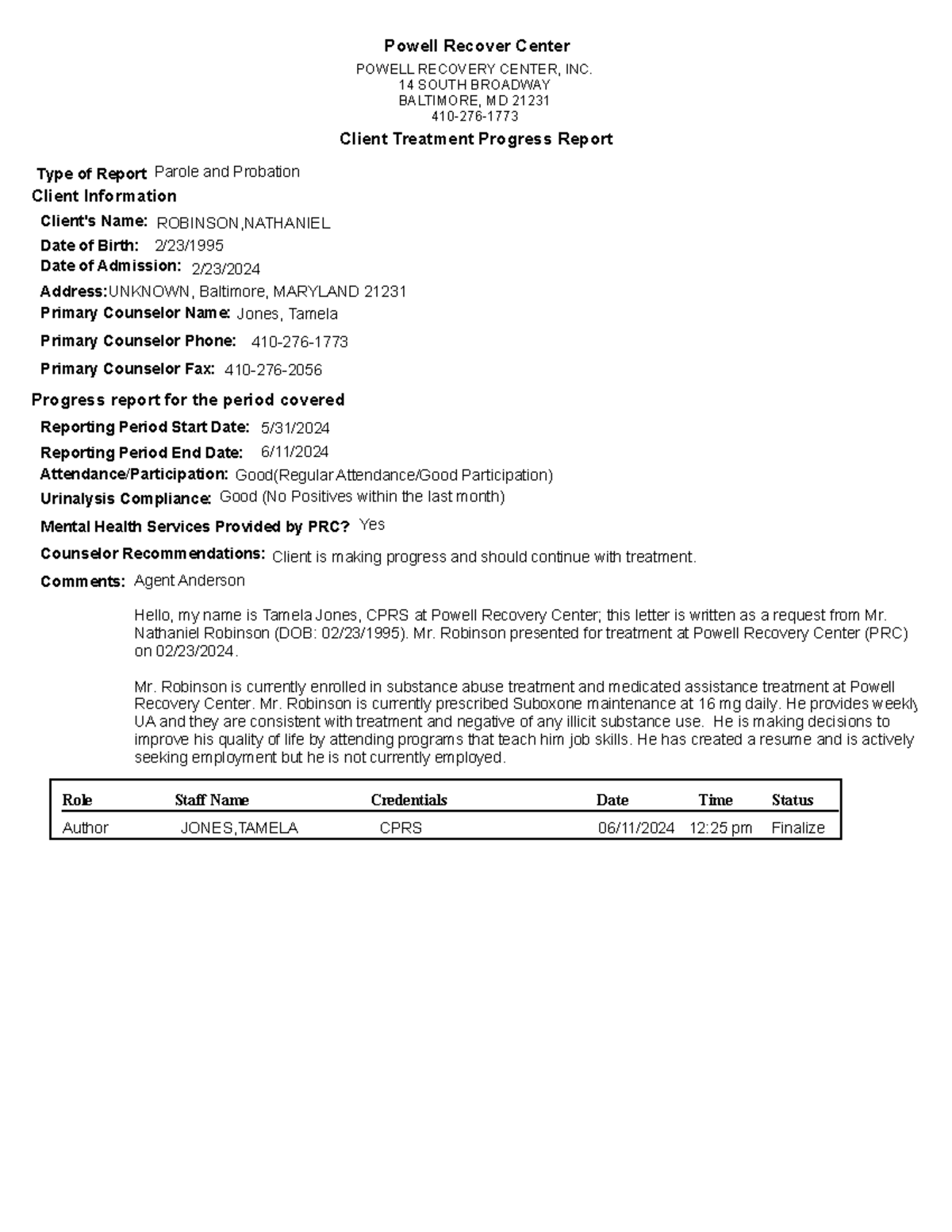 Client Treatment Progress Report Print v2b - Powell Recover Center ...