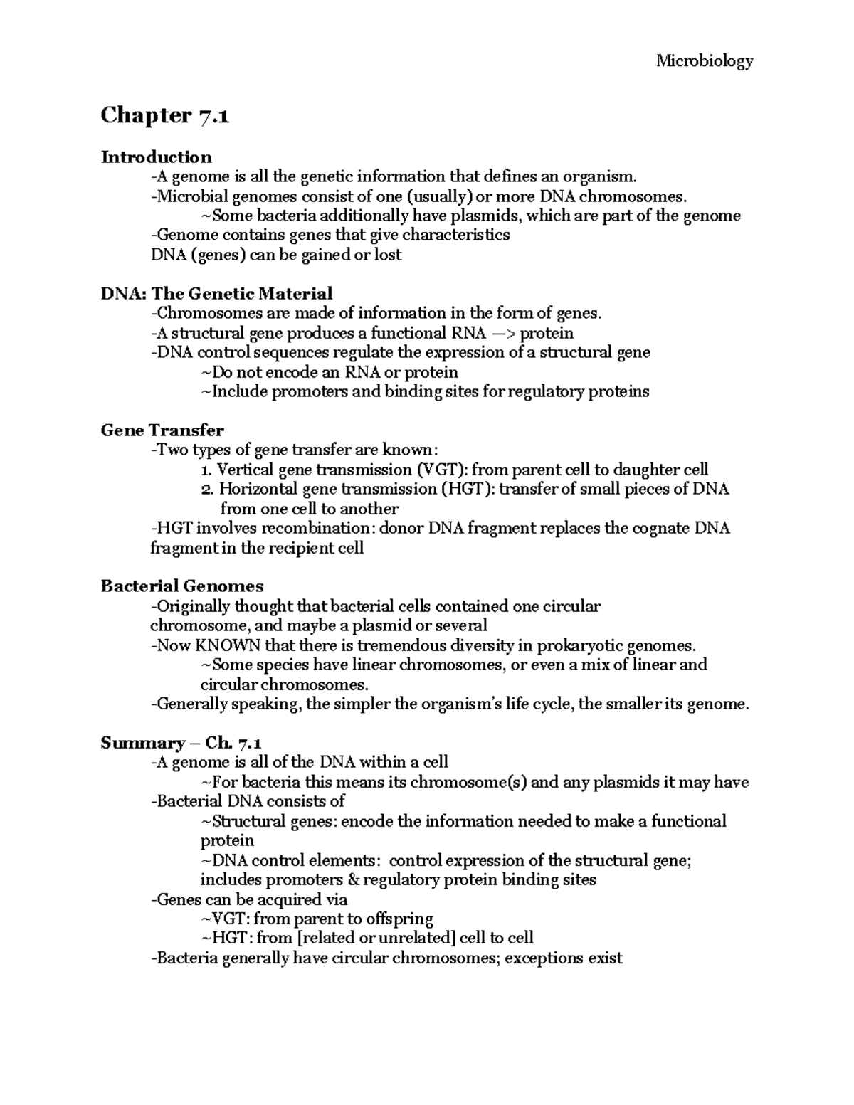 Micro 7.1 Outline - Microbiology Chapter 7. Introduction -A genome is ...
