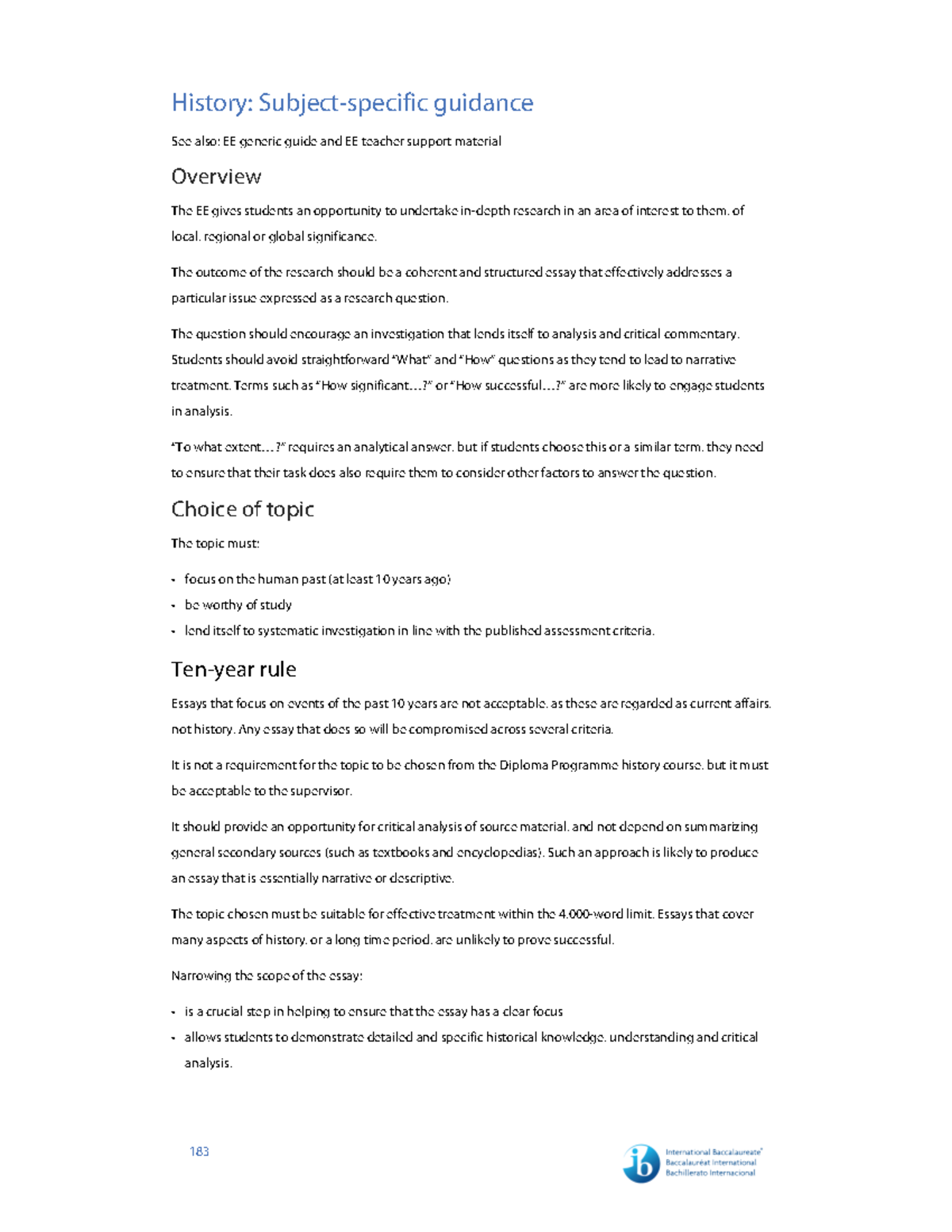 EE Guide - History - Just for the EE requirement - History: Subject ...