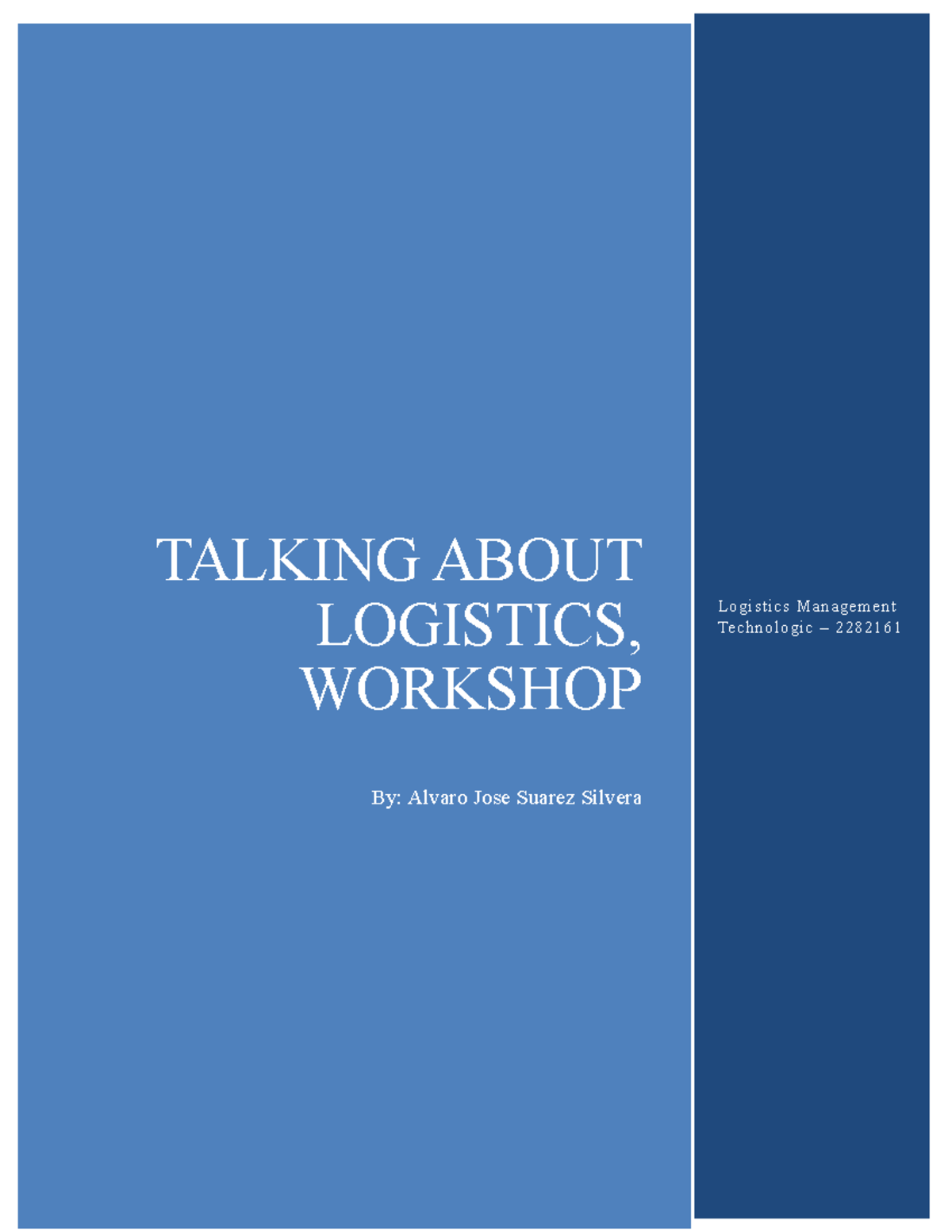 Talking about logistics - Workshop - TALKING ABOUT LOGISTICS, WORKSHOP ...