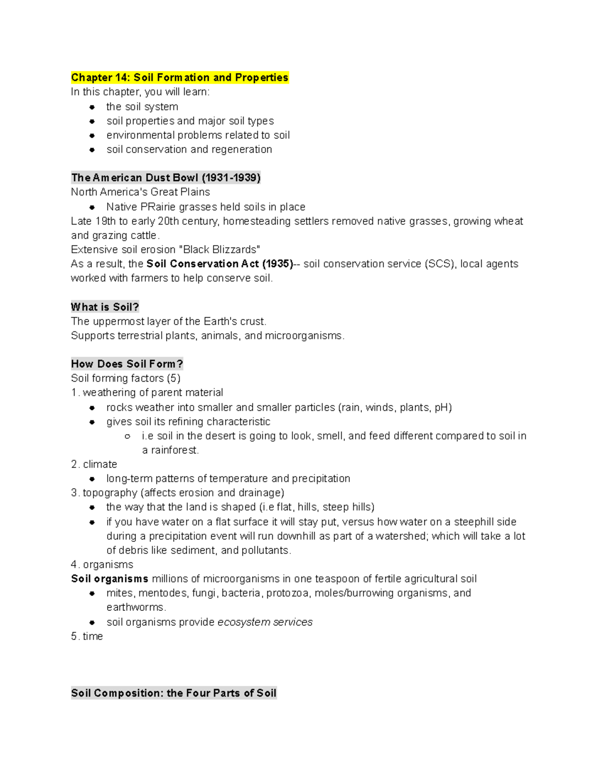 WEEK 7 - greene online - Chapter 14: Soil Formation and Properties In ...