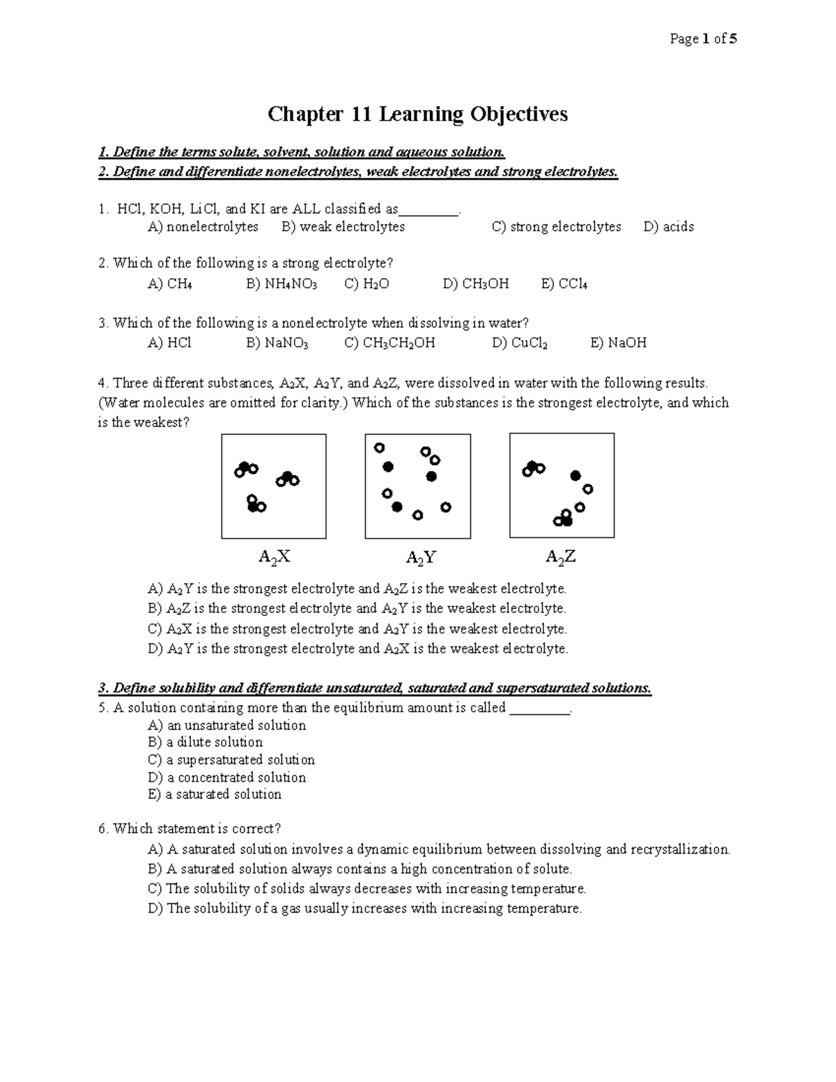 Learning Objectives Practices Chapter 11 (without answers) - Chapter 1 ...