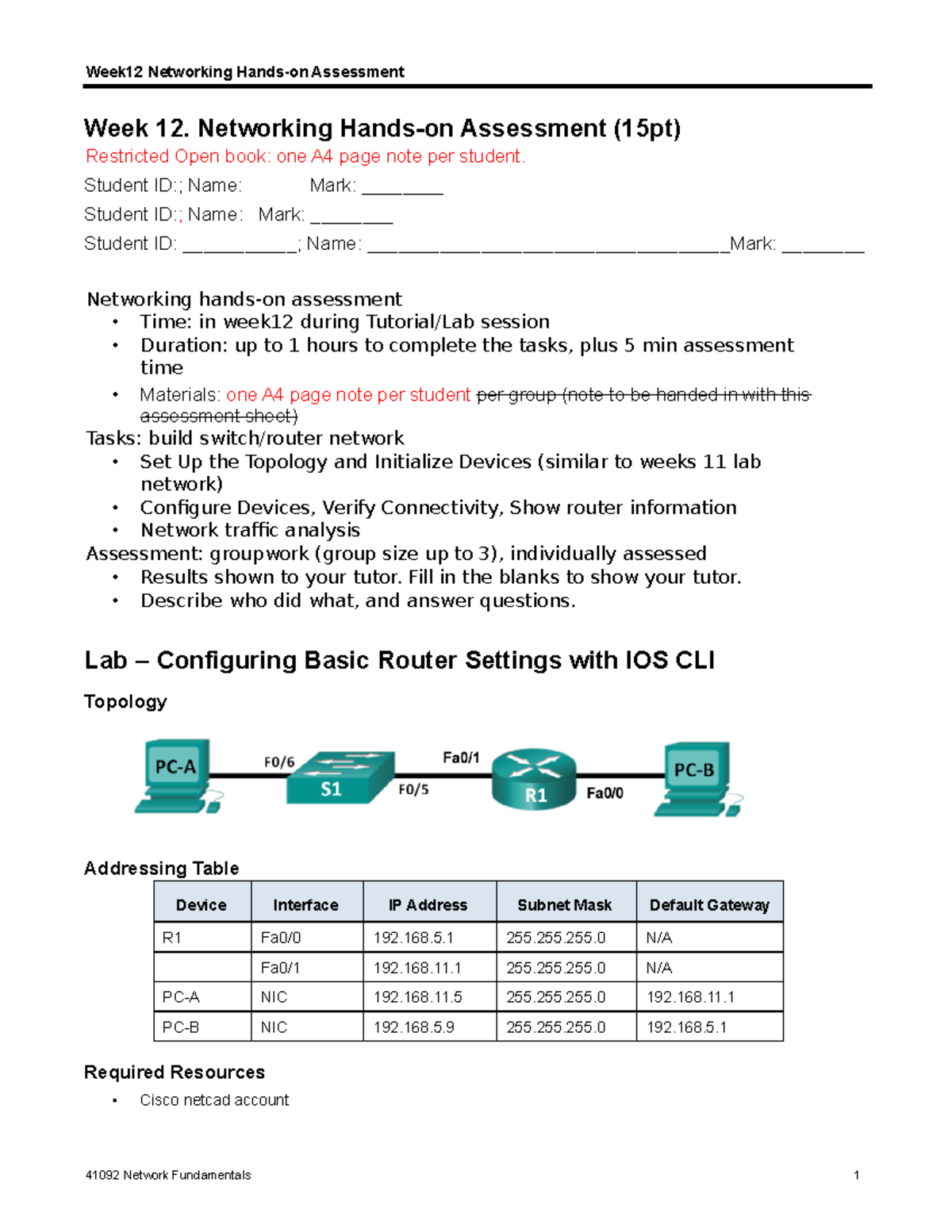Project 2 - Build your own network, Cisco switch and router - Week 12 ...