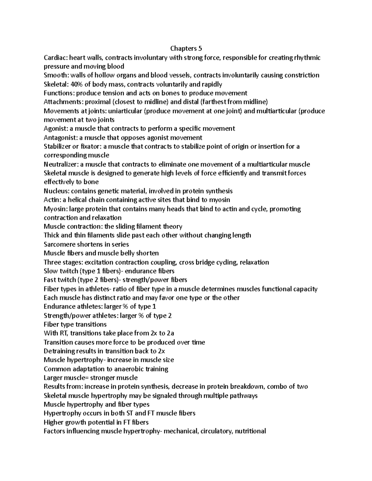 Chapters 5 and 6 - Mrs. Rigsbee - Chapters 5 Cardiac: heart walls ...