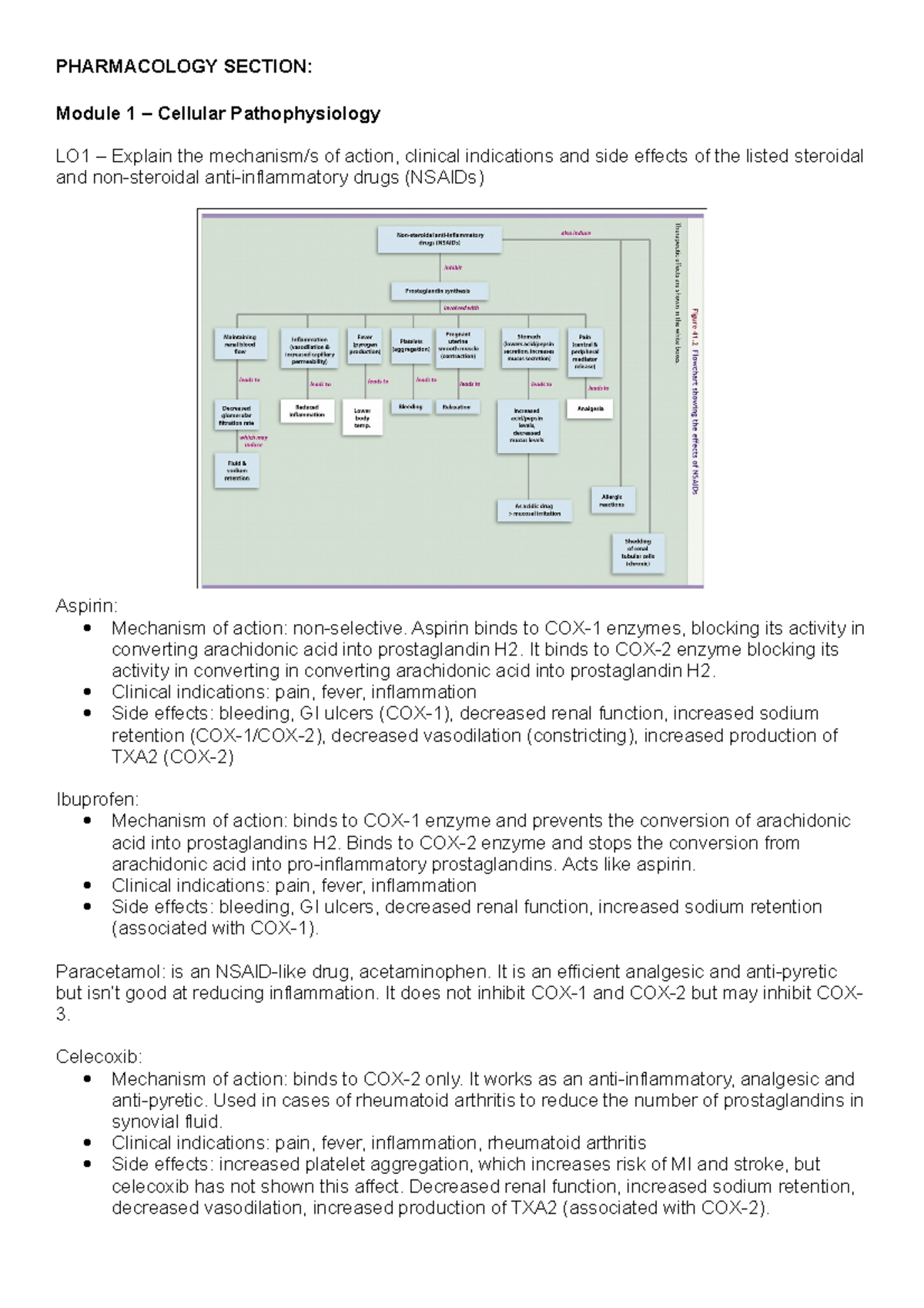 PNP 1 EOT revision - notes - PHARMACOLOGY SECTION: Module 1 – Cellular ...
