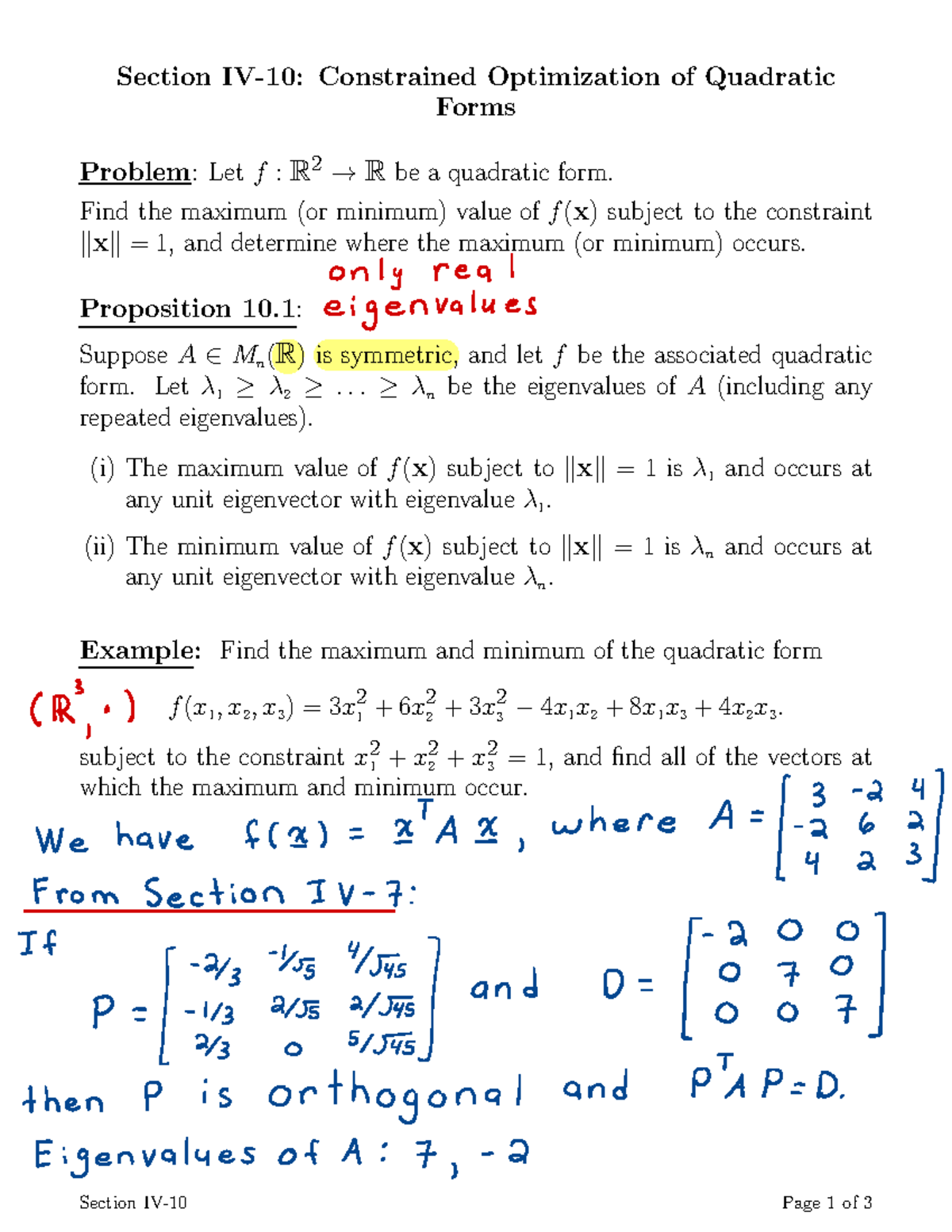 Section IV-10 Good Copy - Section IV-10: Constrained Optimization of Quadratic Forms Problem ...