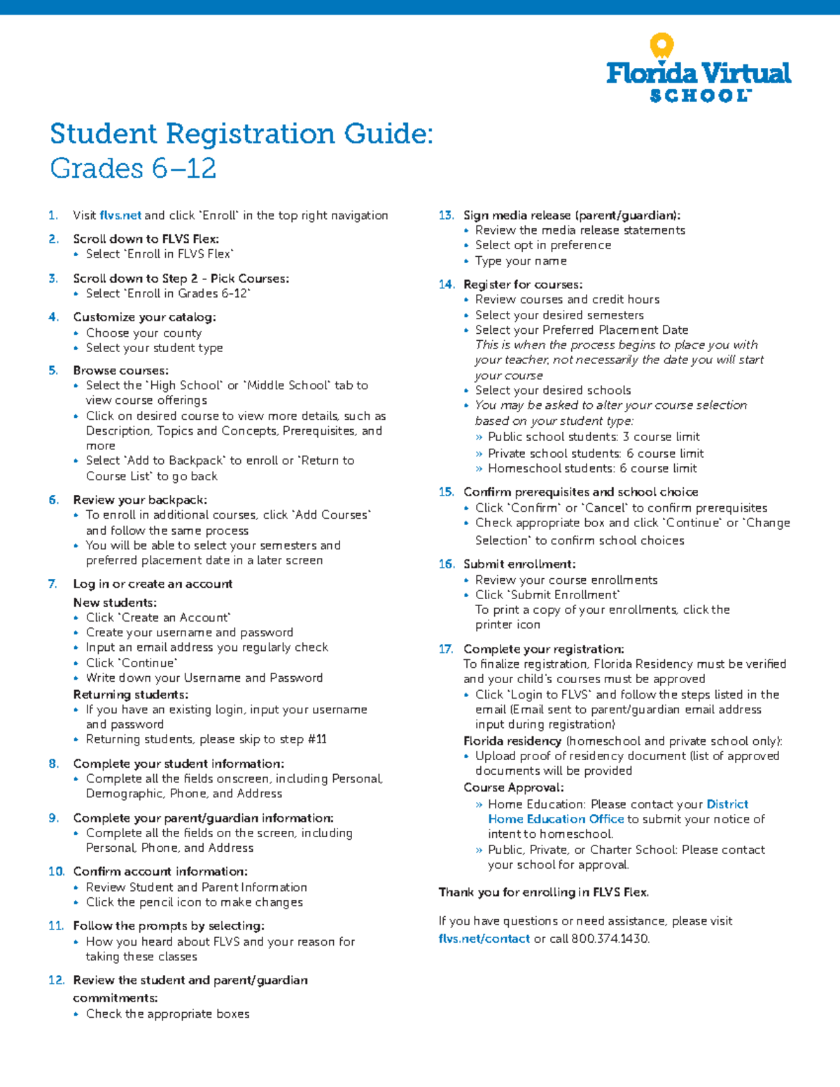 Student-registration-guide - Student Registration Guide: Grades 6– 1. Visit flvs and click ...
