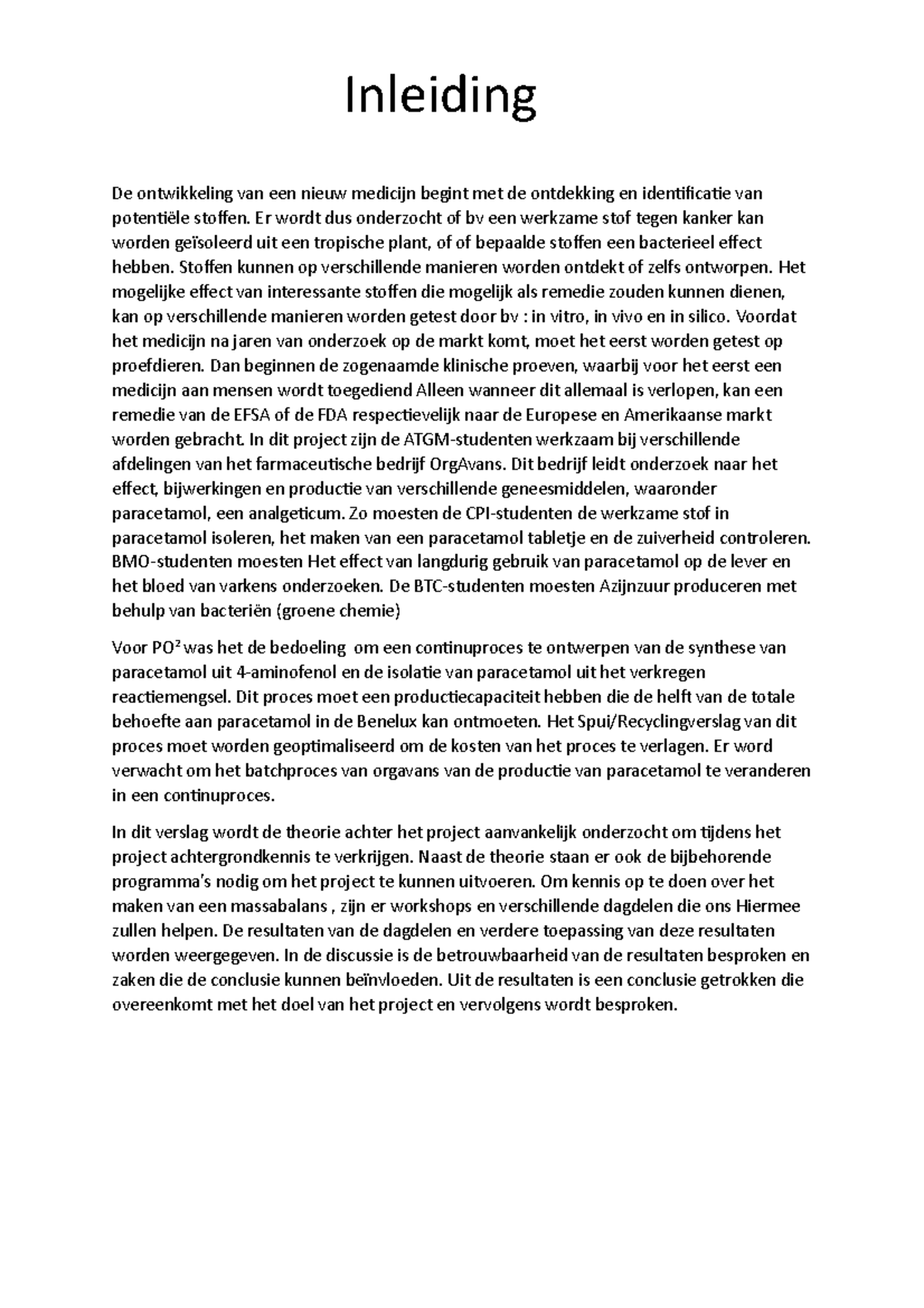 Inleiding verslag periode 3 - De ontwikkeling van een nieuw medicijn ...