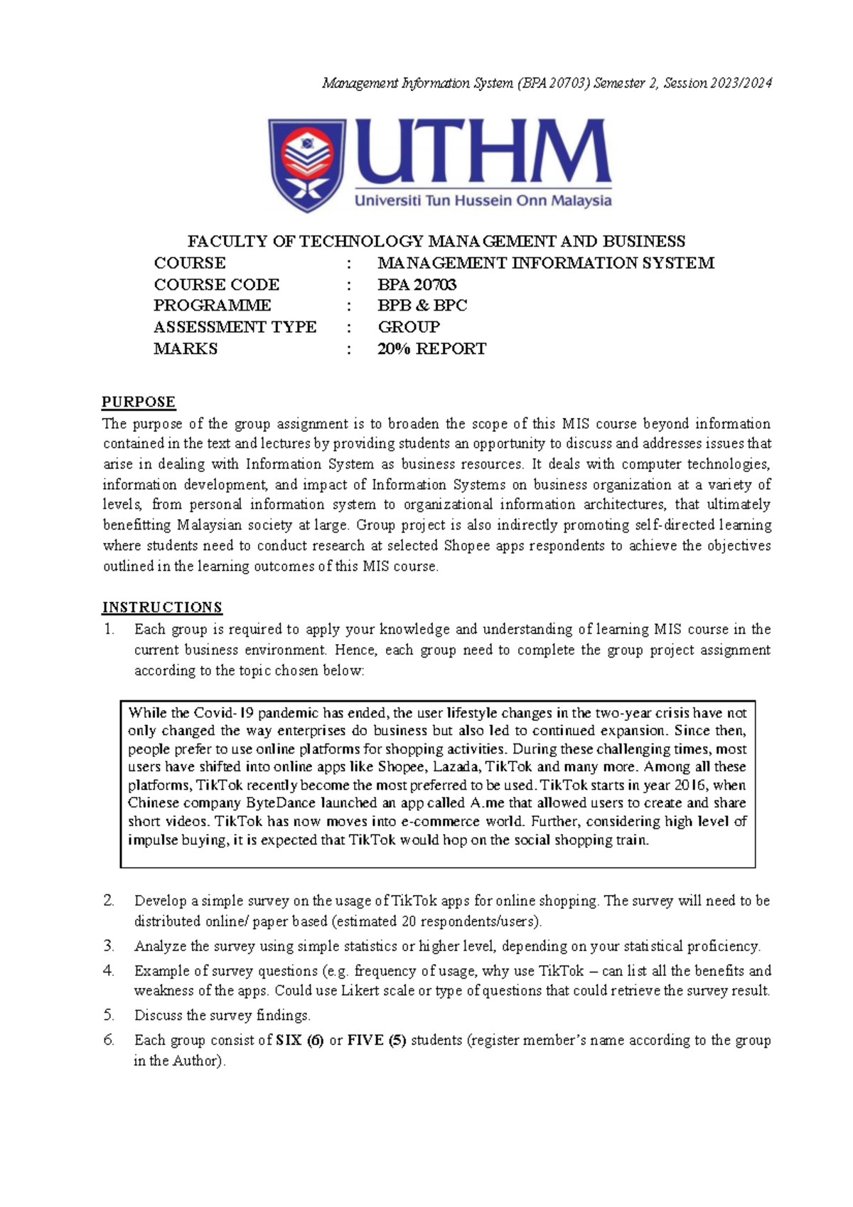 Project Task 20232024 - ..... - Management Information System (BPA ...