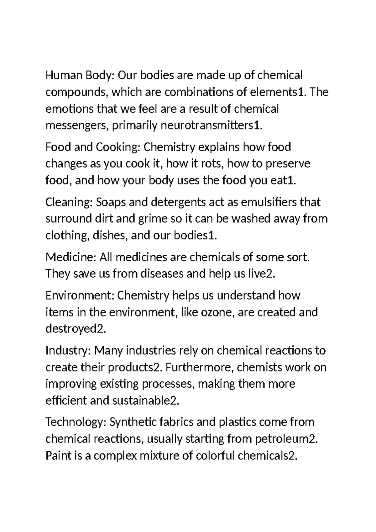 Content - essay - Human Body: Our bodies are made up of chemical ...