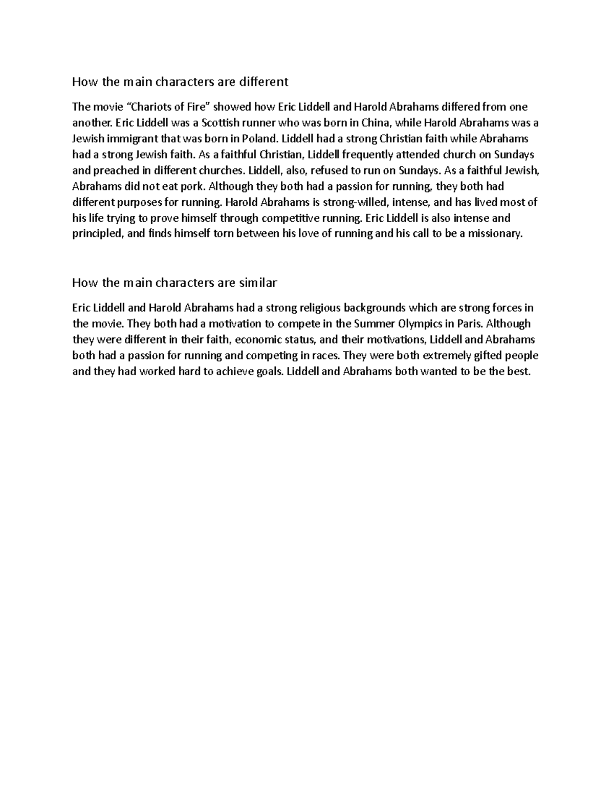 KINE Homework - Chariots of Fire questions - KIN 120 - SFA - Studocu