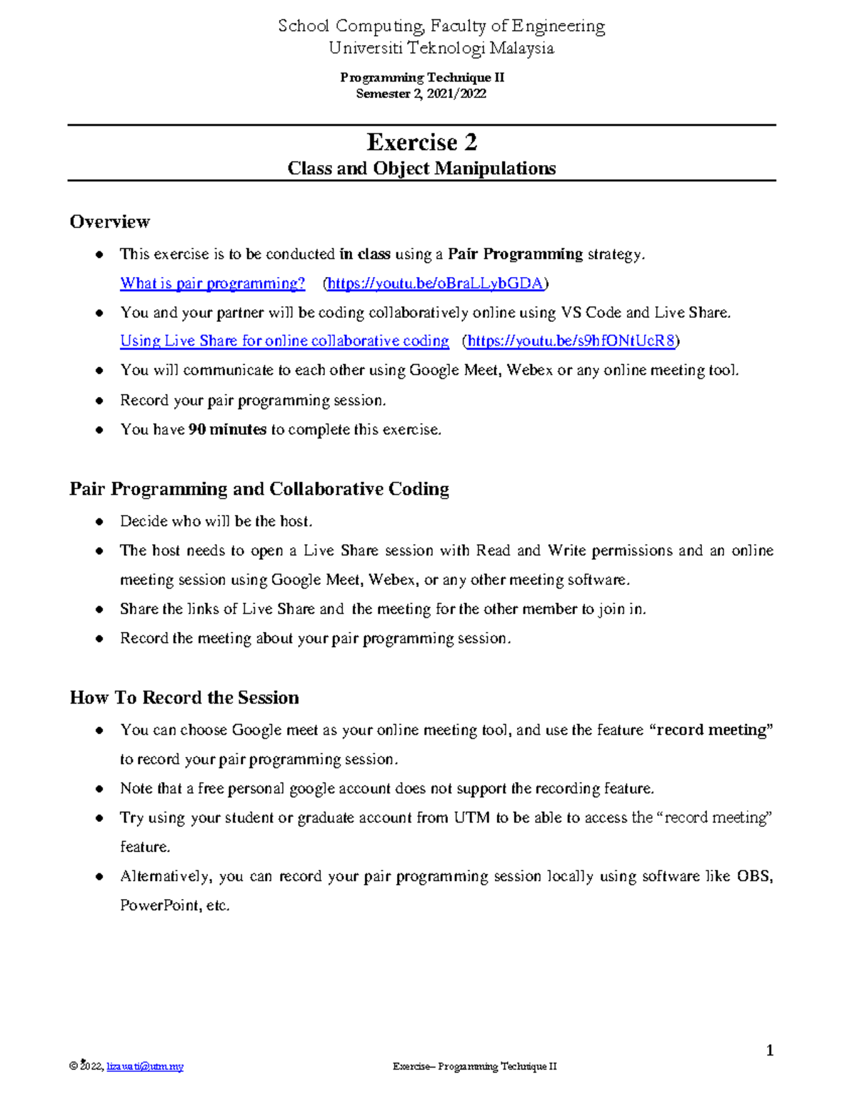 Exercise 2 (Section 03) - Programming Technique II Semester 2, 2021 ...