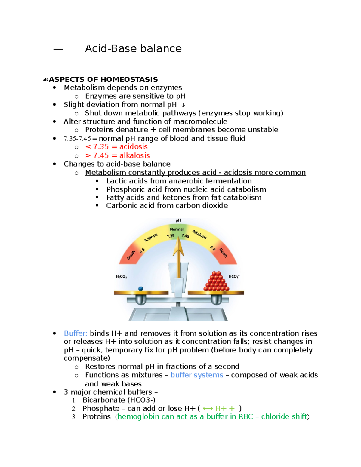 Acid-base balance - Anatomy notes - — Acid-Base balance ☙ASPECTS OF ...