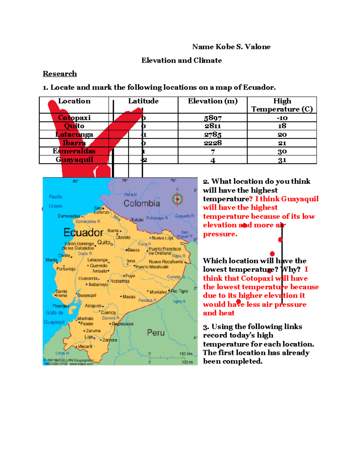 Elev climay - notes - Name Kobe S. Valone Elevation and Climate ...
