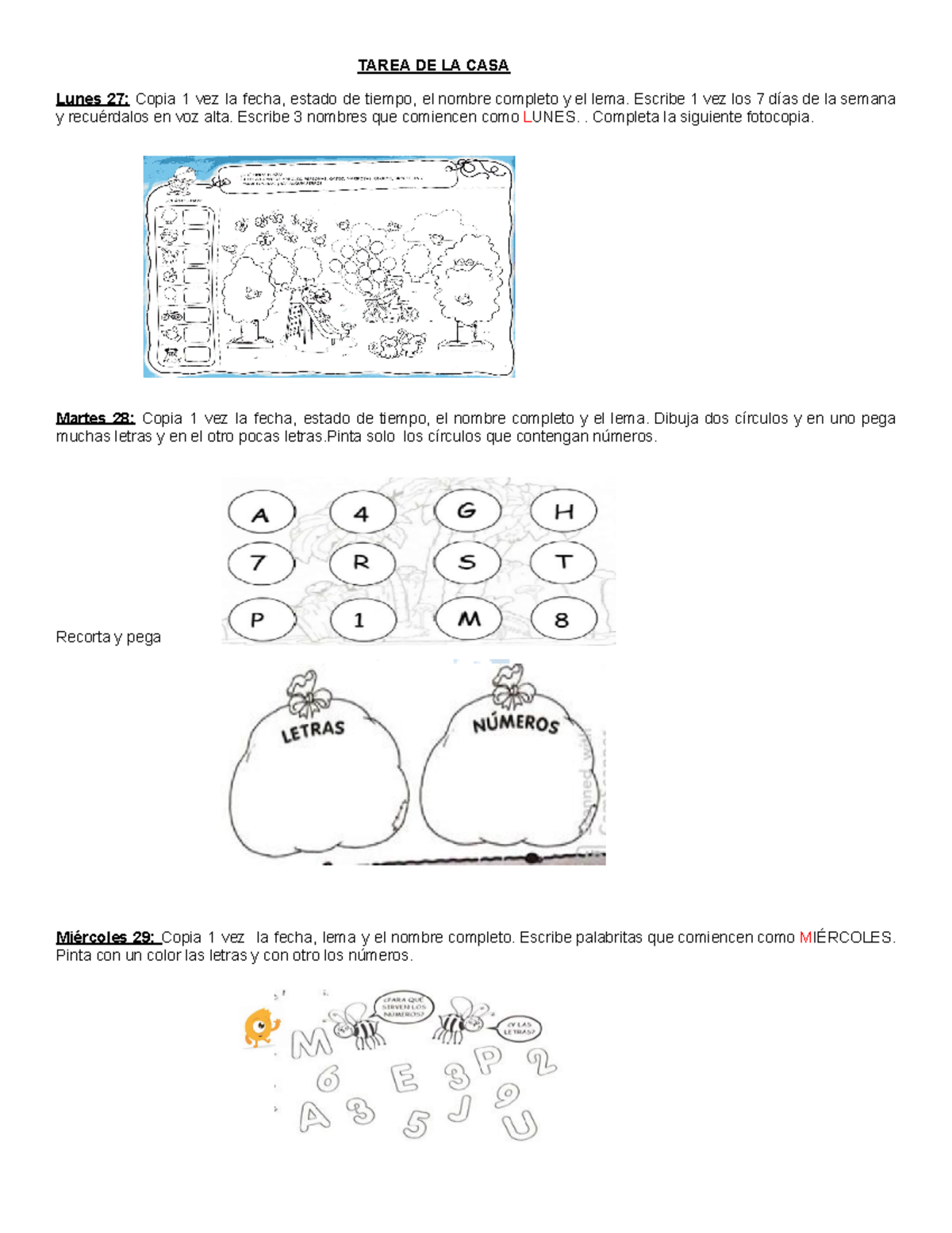 Tarea para la casa del 27 de marzo al 05 de abril - TAREA DE LA CASA ...